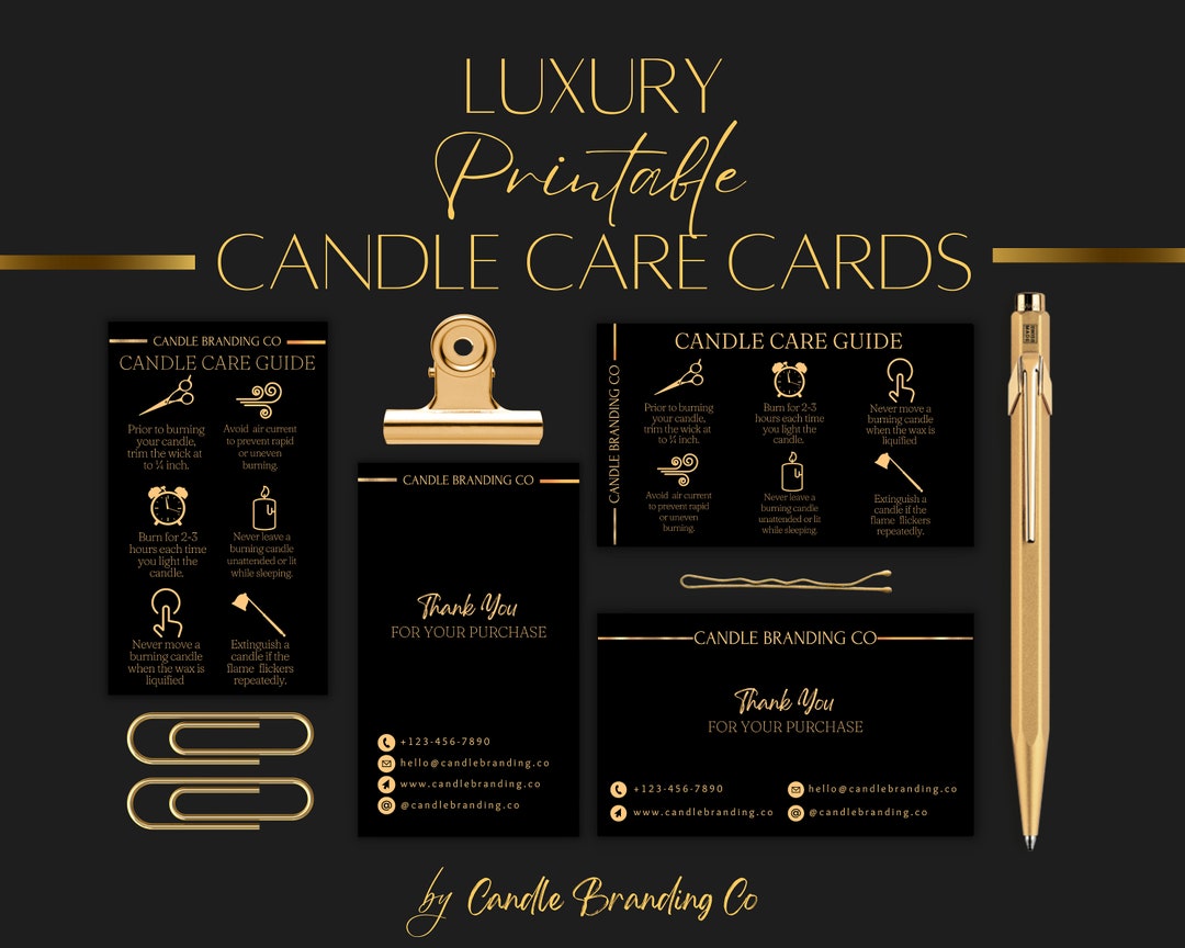 Luxury Candle Care Card | Editable Candle Care Kit | Candle Business ...