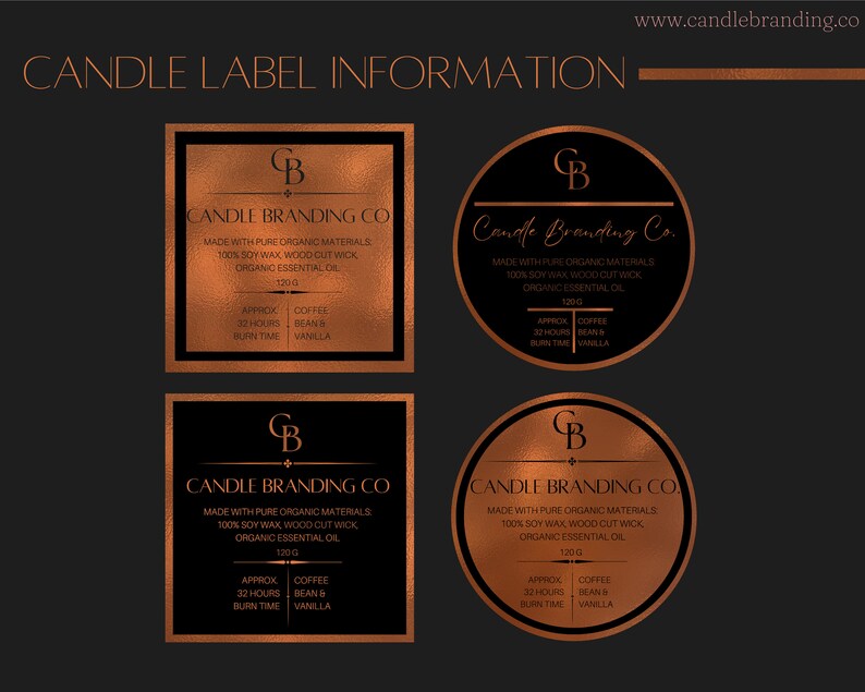 Copper Candle Label Template | Candle Warning | Candle Label Sticker ...