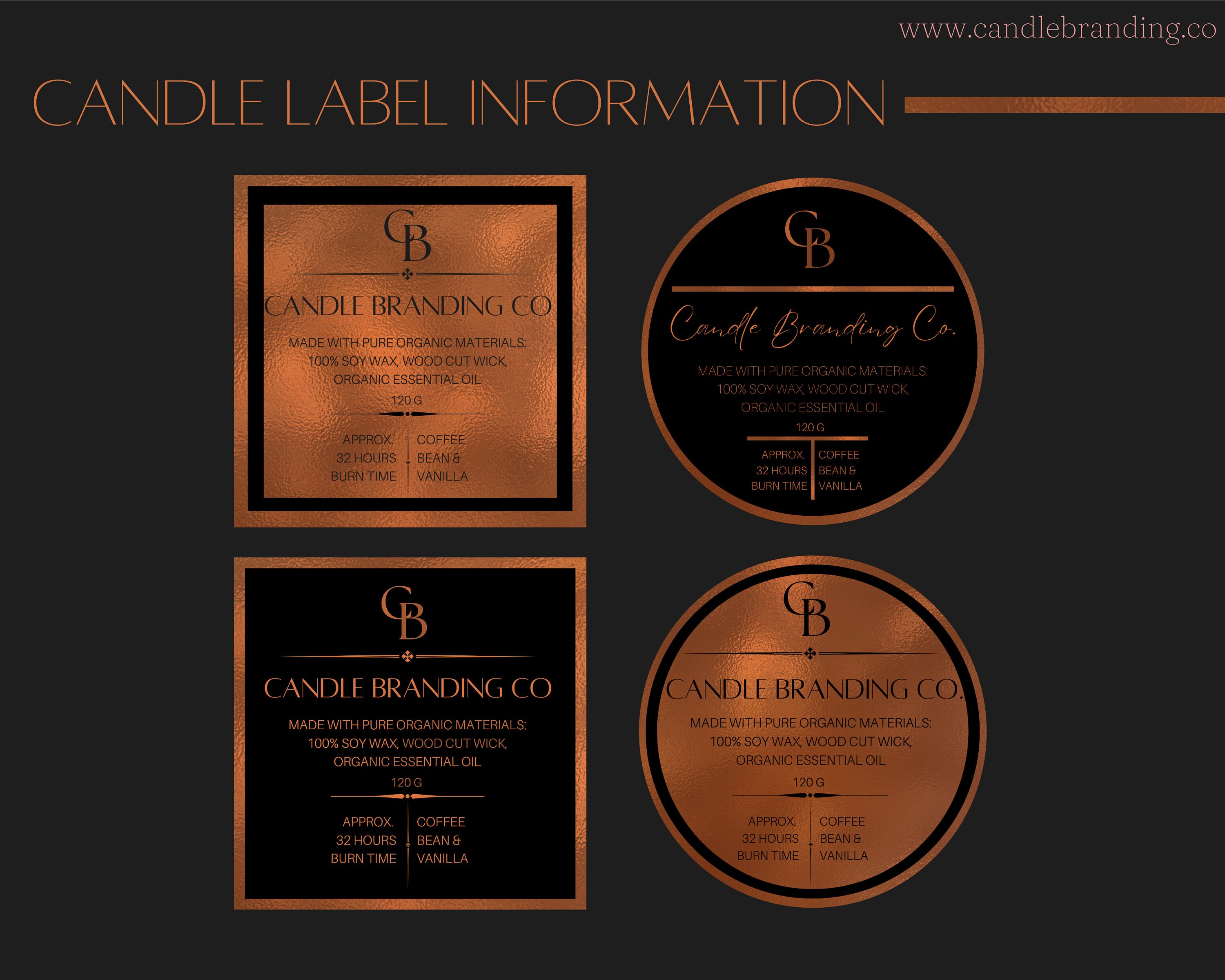 Copper Candle Label Template | Candle Warning | Candle Label Sticker ...