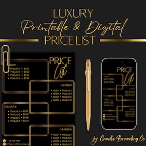 Luxury Price List Minimalist Template | Editable Price Sign ...