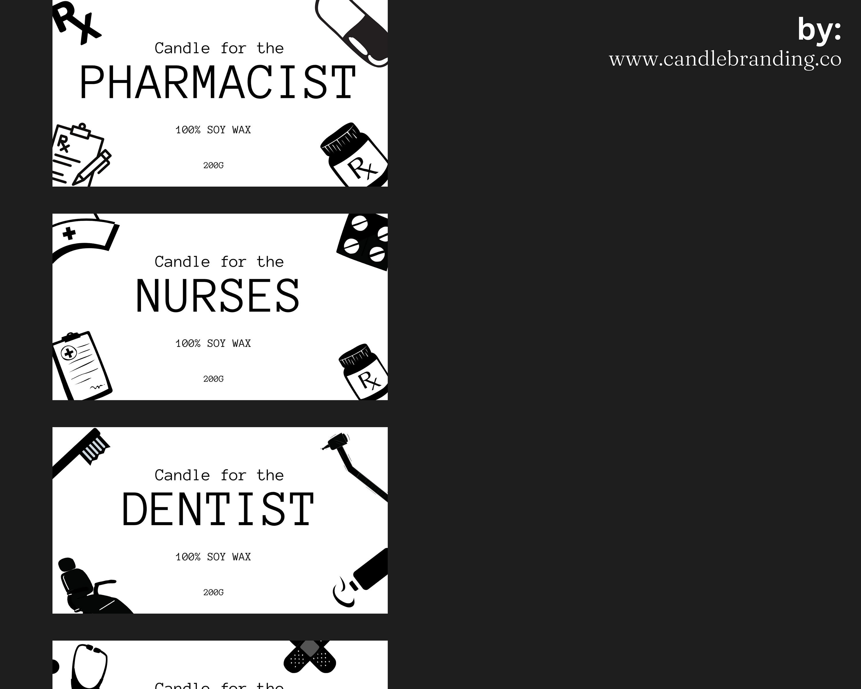 Candle Labels Medical Professionals Doctor Dentist Pharmacist Nurses ...