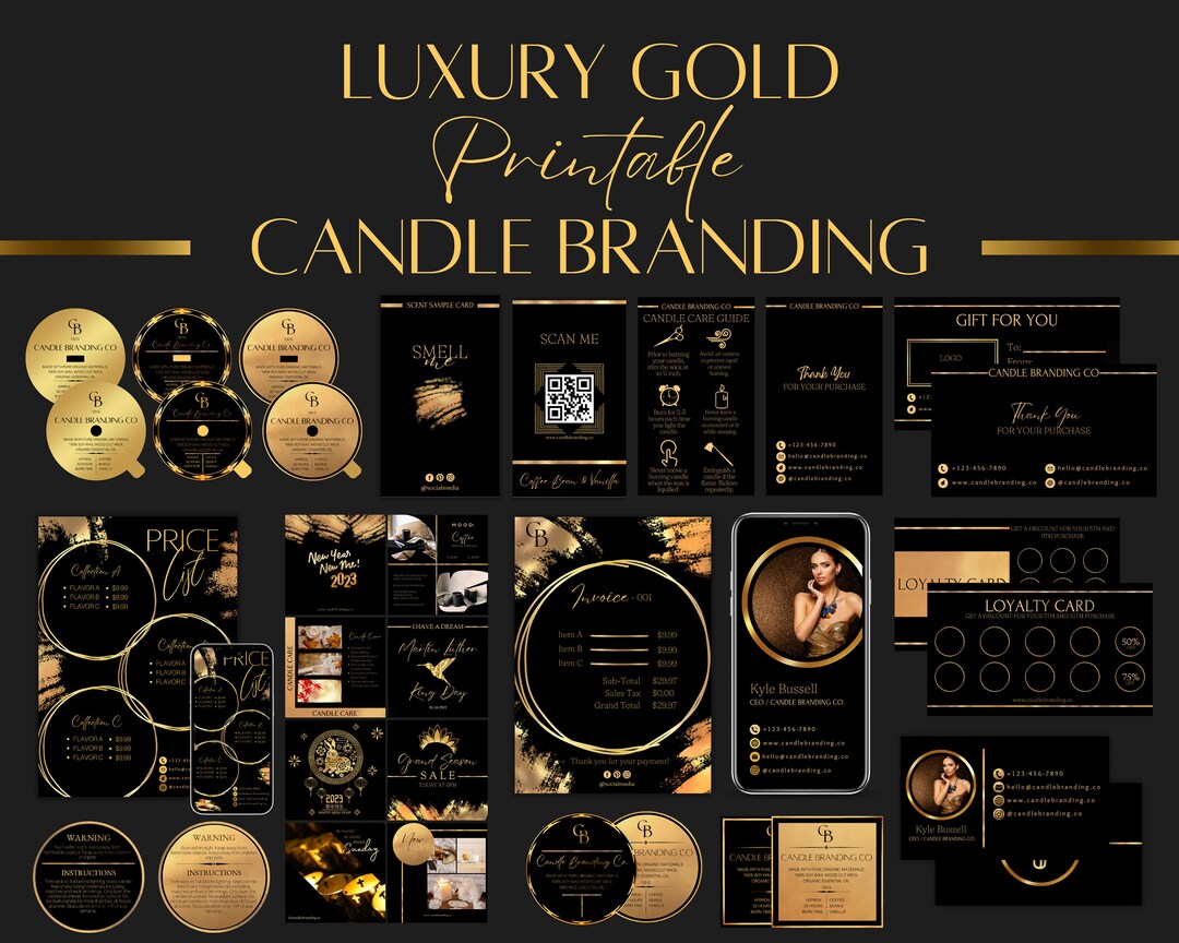 Luxury Candle Branding Templates | Candle Business Branding Kit ...