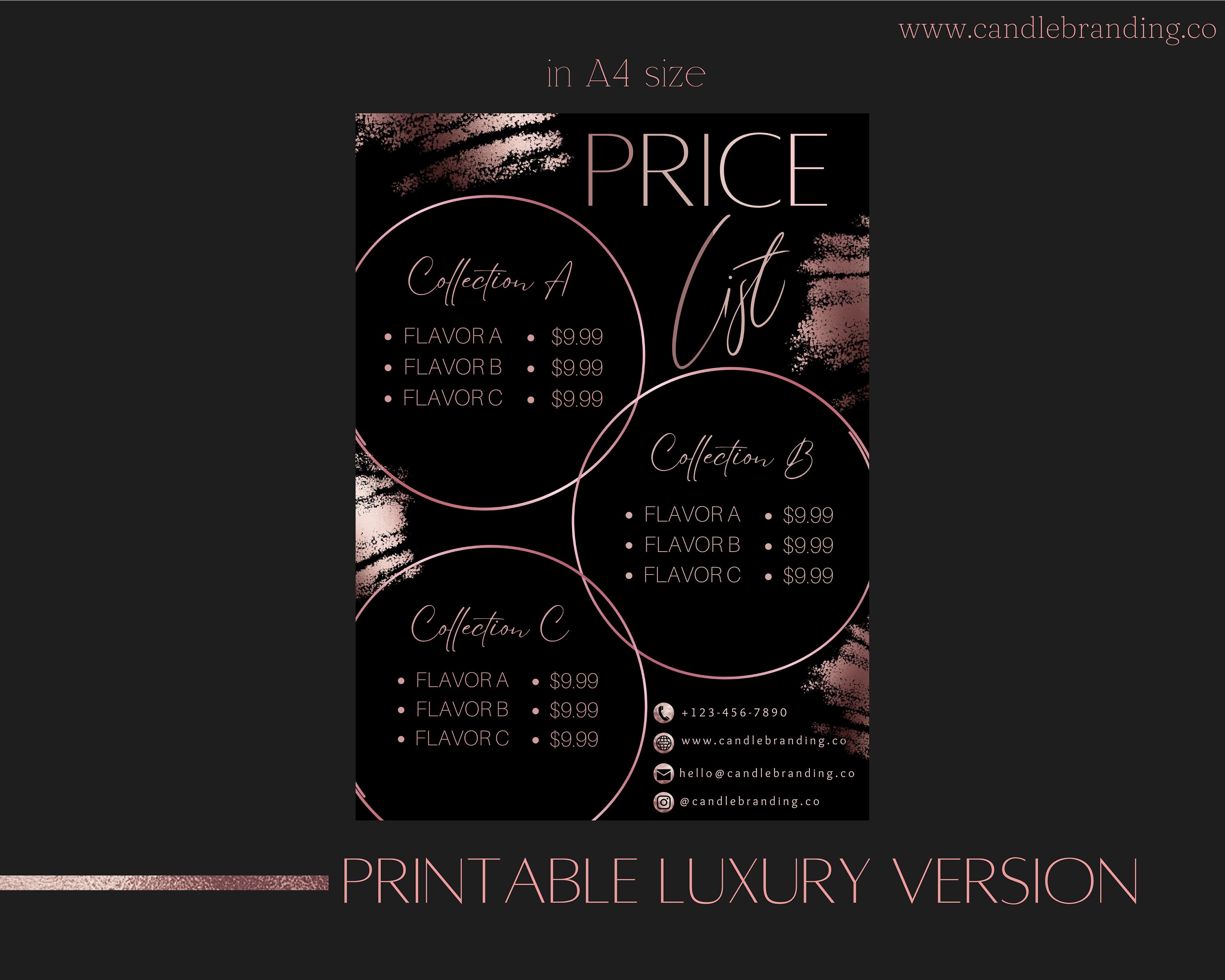Rose Gold Price List | Price List Template | Price List Flyer | Price ...