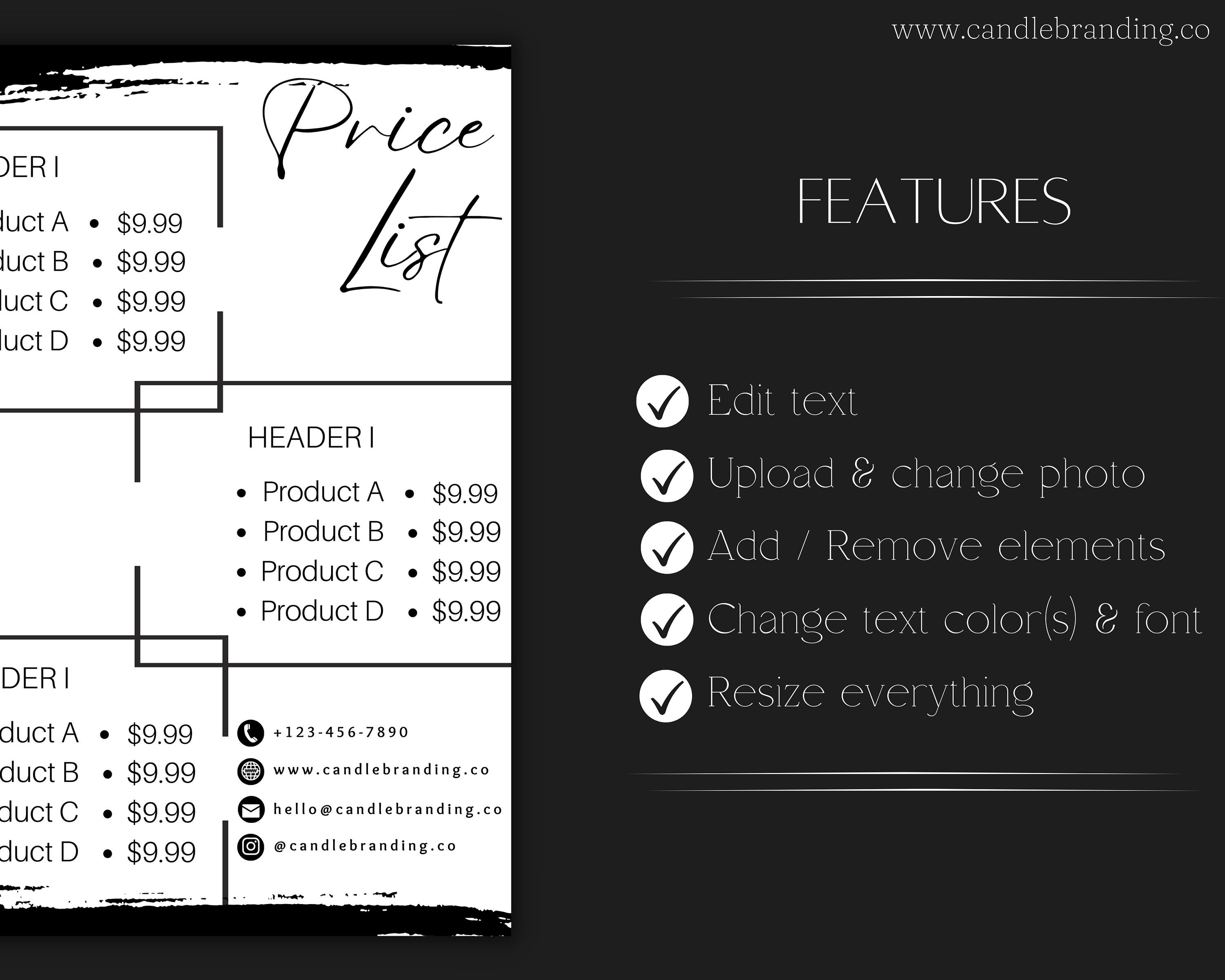 Minimalist Price List, Price Stand, Price Template, Pricing Template ...