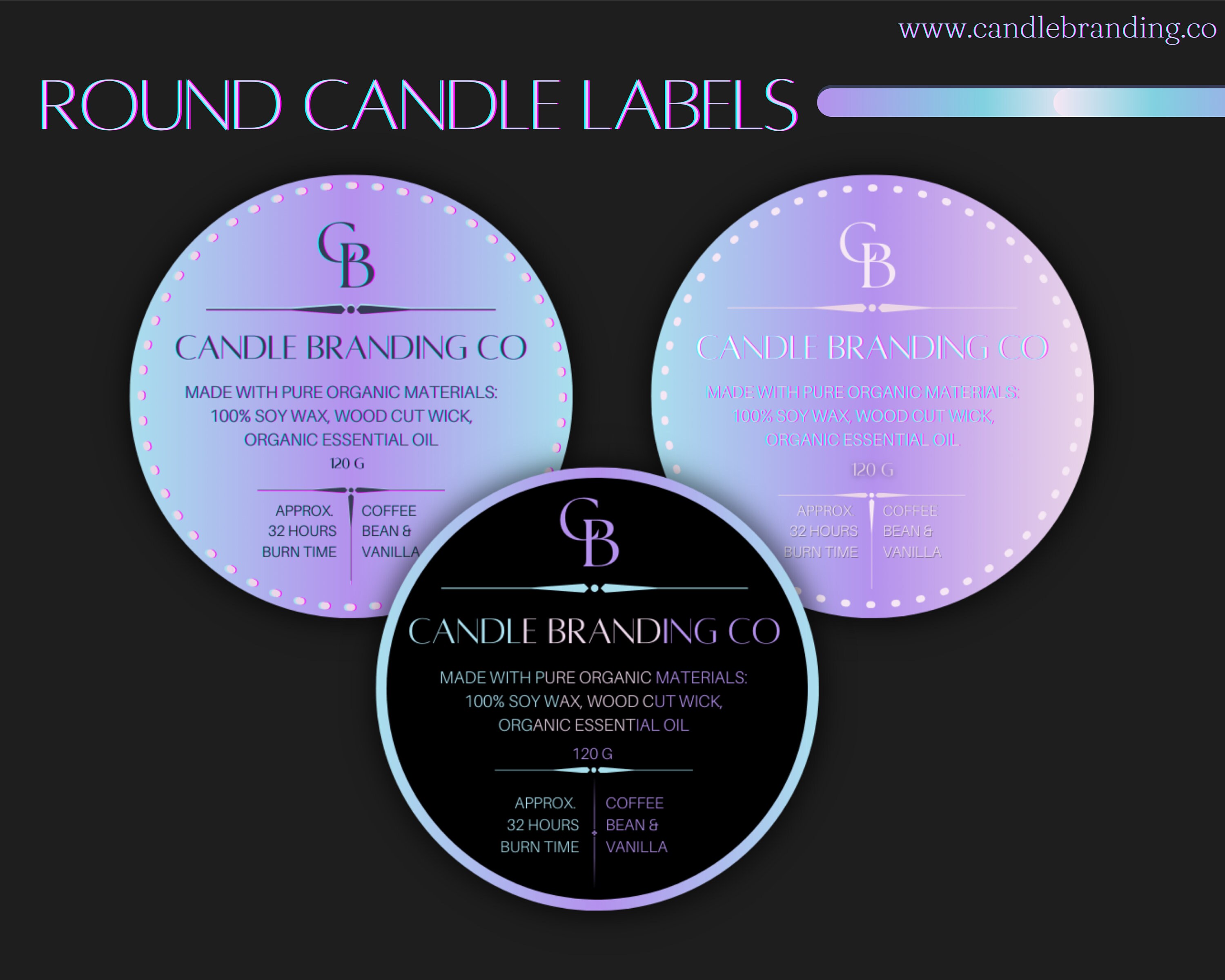 Holographic Candle Labels, Holo Candle Sticker, Candle Labels, Candle ...