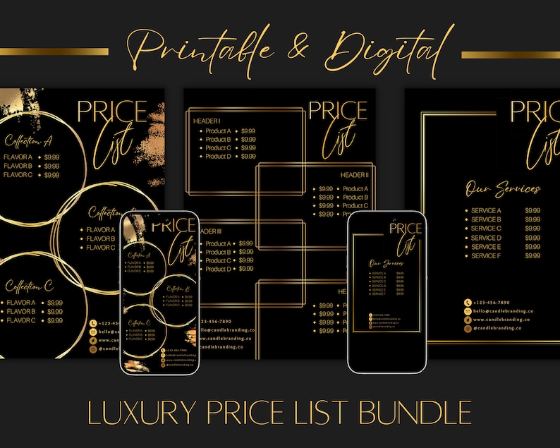 Editable Price List Template | Luxury Price List Template | Price Guide ...