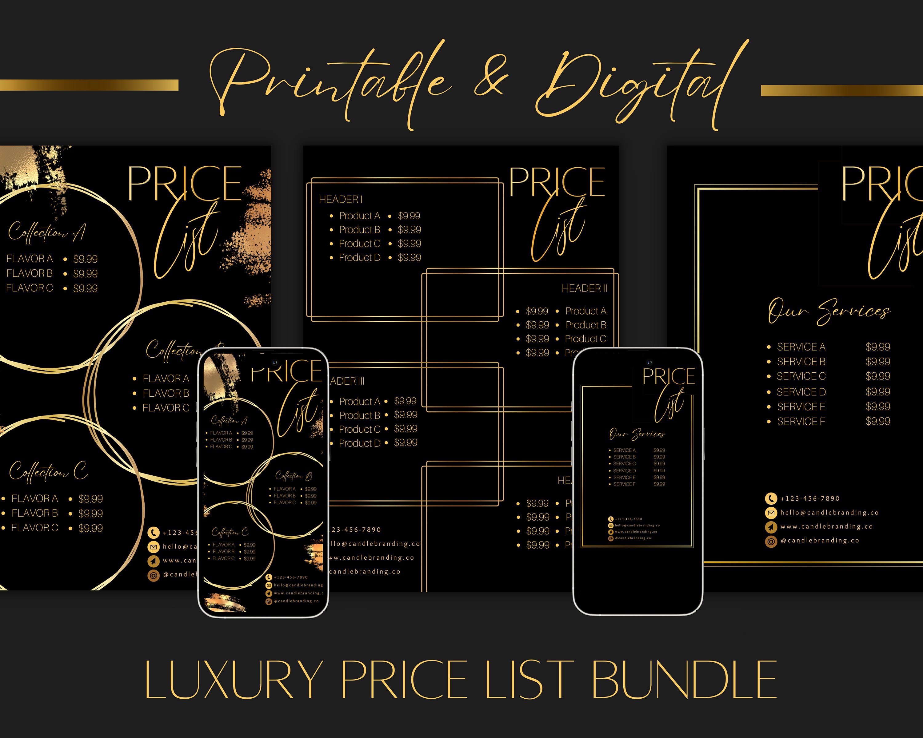 Editable Price List Template | Luxury Price List Template | Price Guide ...
