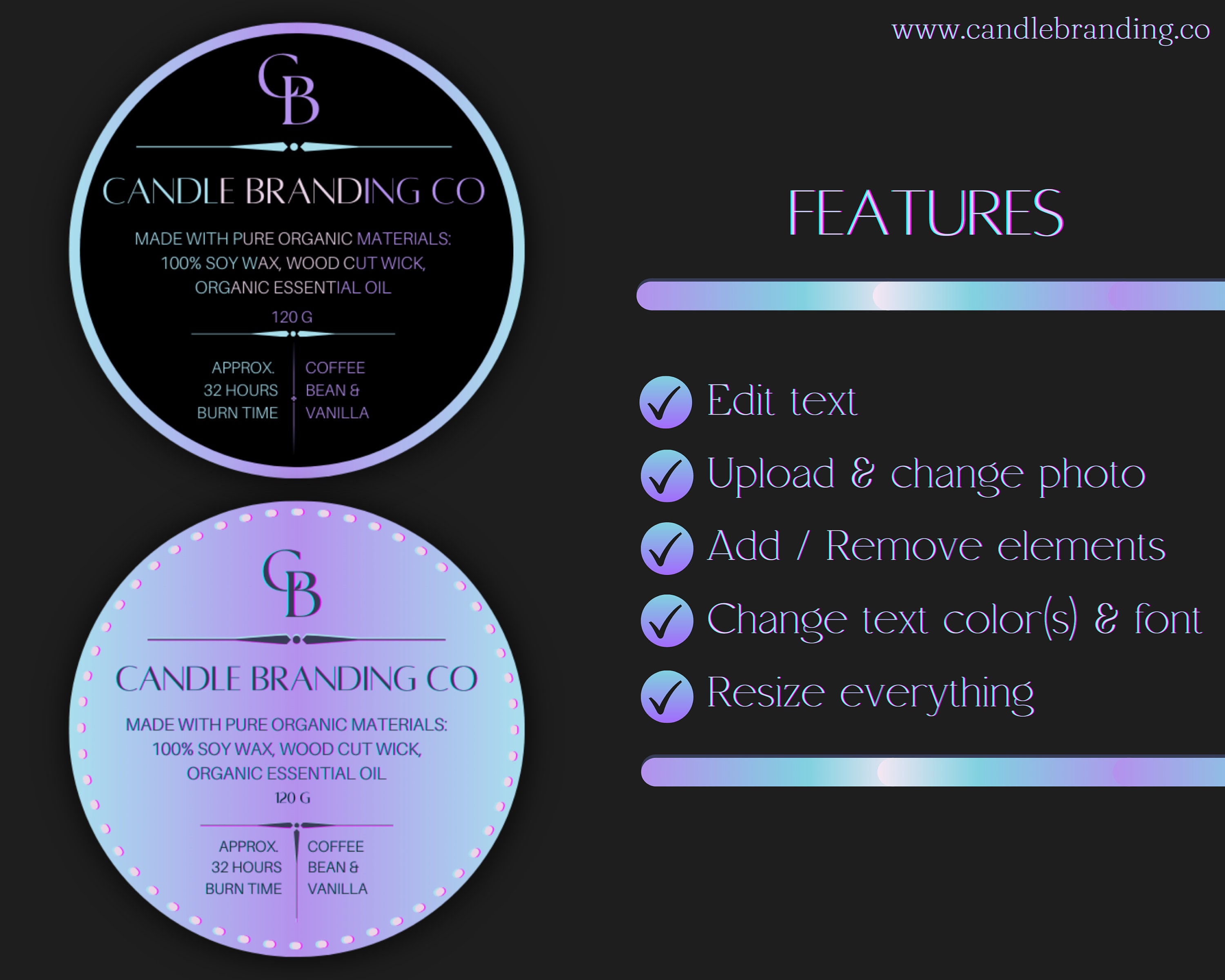 Holographic Candle Labels, Holo Candle Sticker, Candle Labels, Candle ...