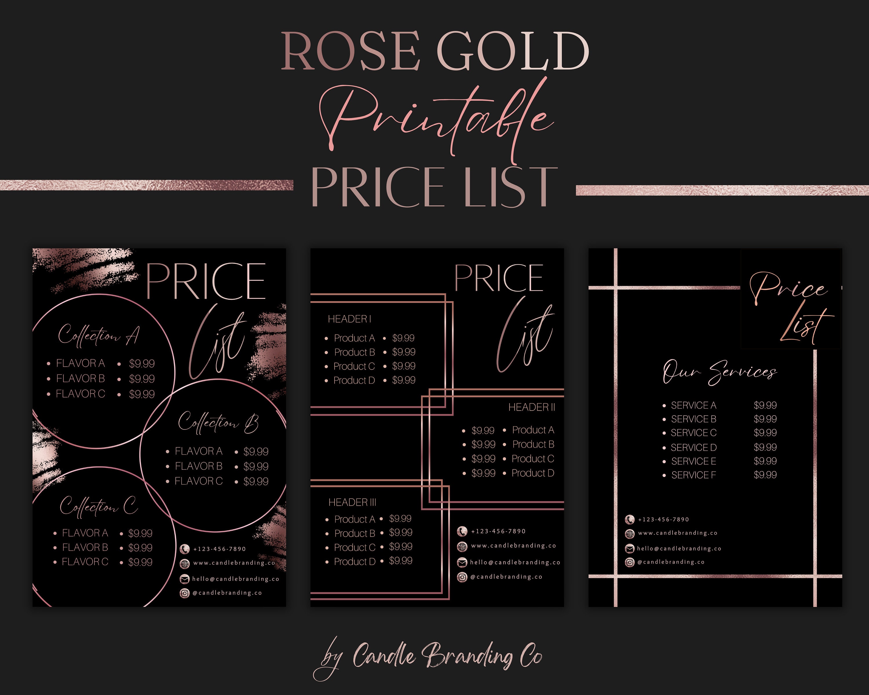 Rose Gold Price List | Price List Template | Price List Flyer | Price ...