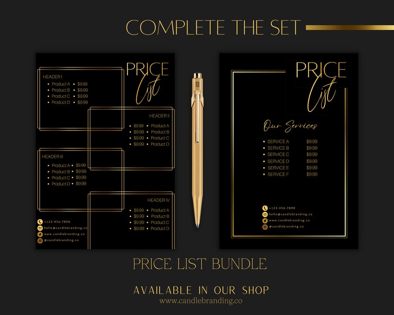 Price List Template Editable Price Guide Price Sign - Etsy
