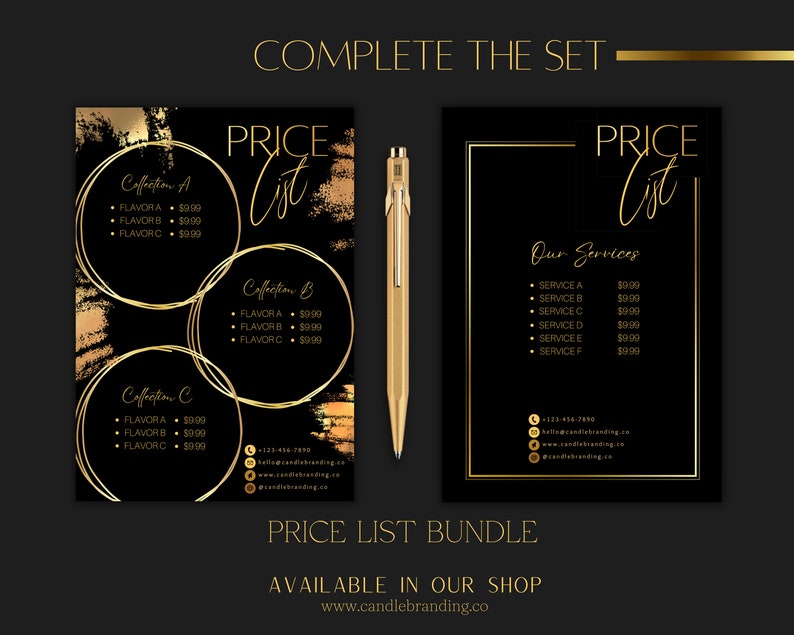 Luxury Price List Minimalist Template | Editable Price Sign ...