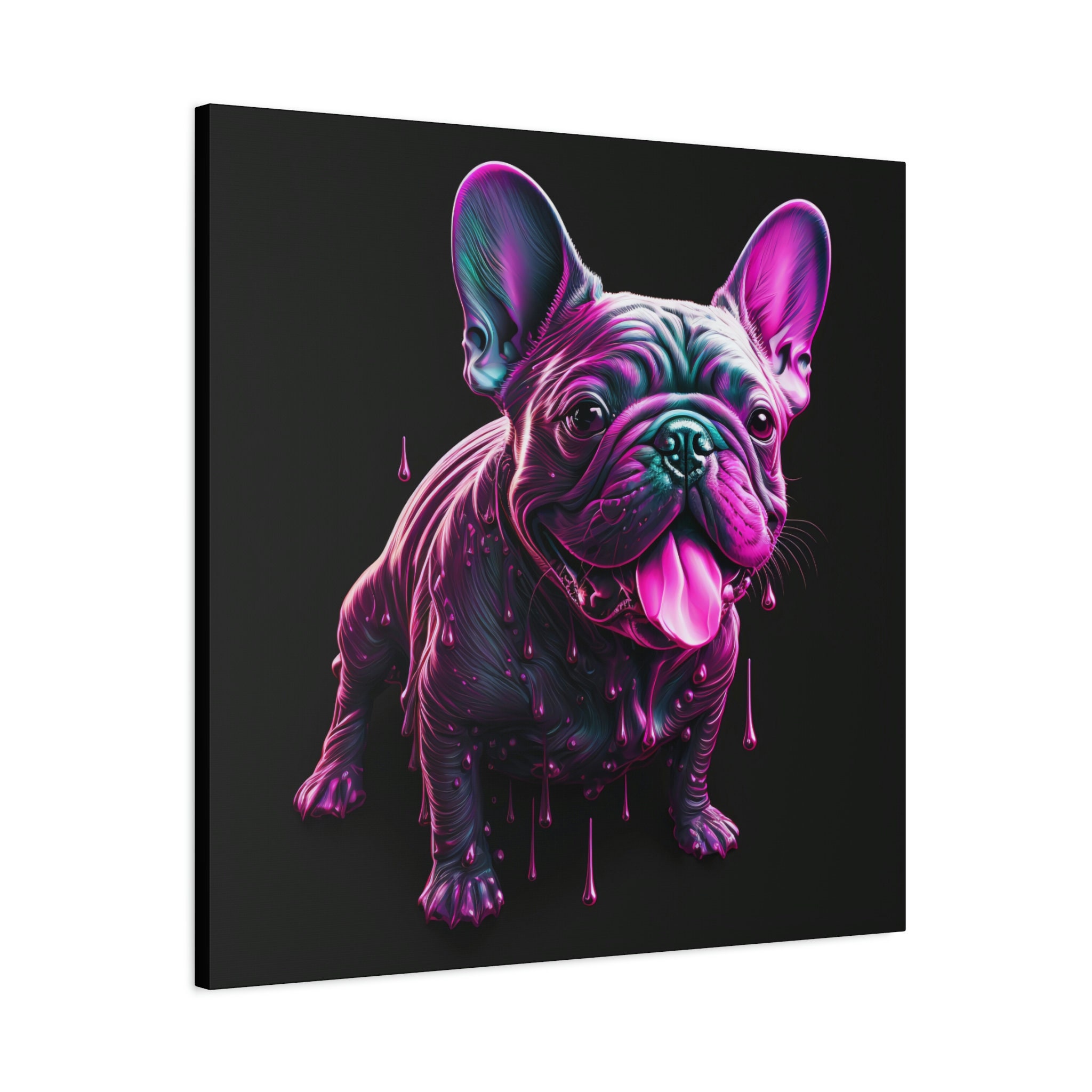Canvas Pink Drip Art Frenchie 7, Pink Color Explosion, Colorful Canvas ...