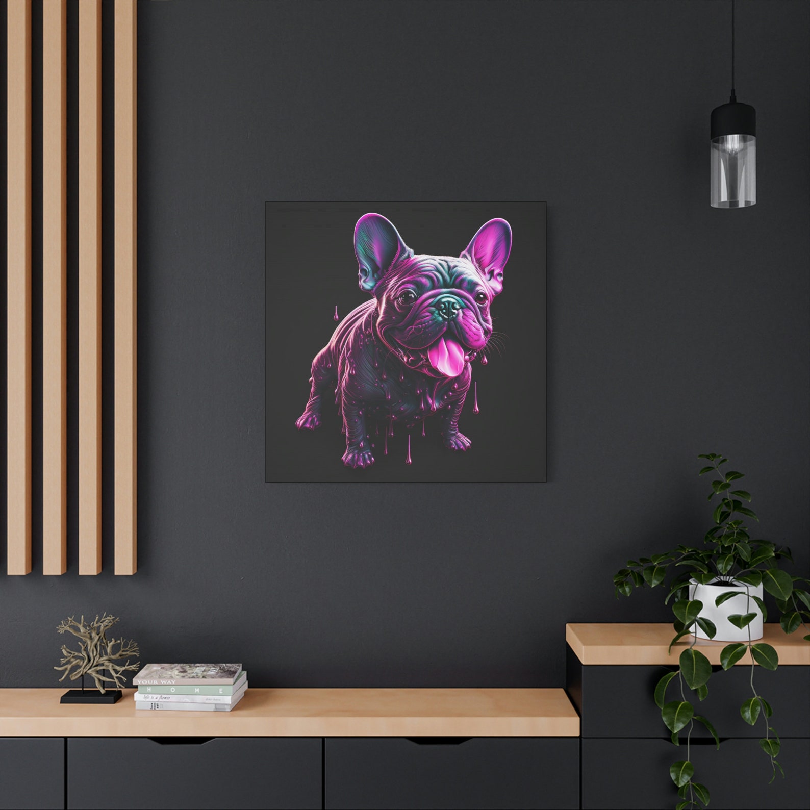 Canvas Pink Drip Art Frenchie 7, Pink Color Explosion, Colorful Canvas ...