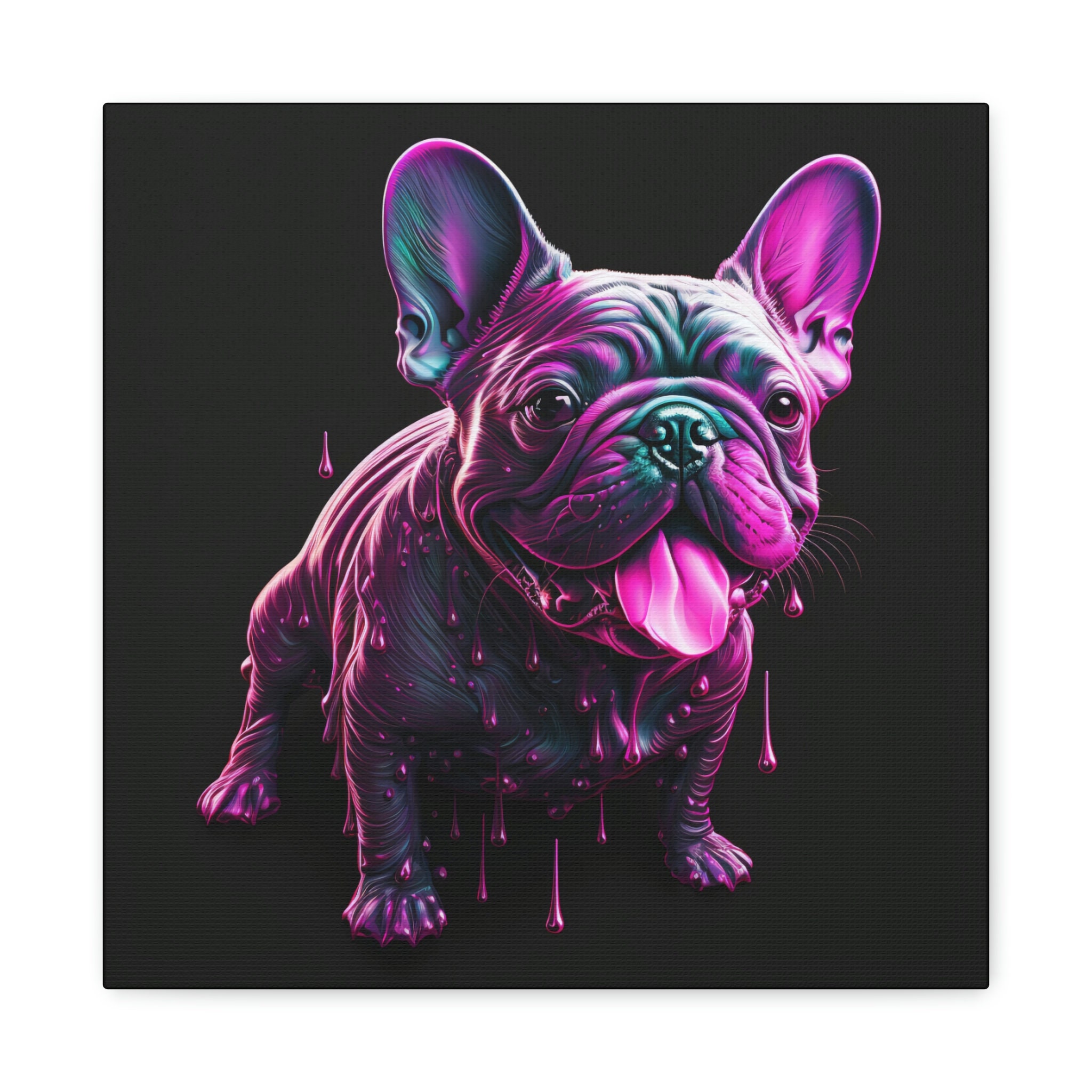 Canvas Pink Drip Art Frenchie 7, Pink Color Explosion, Colorful Canvas ...