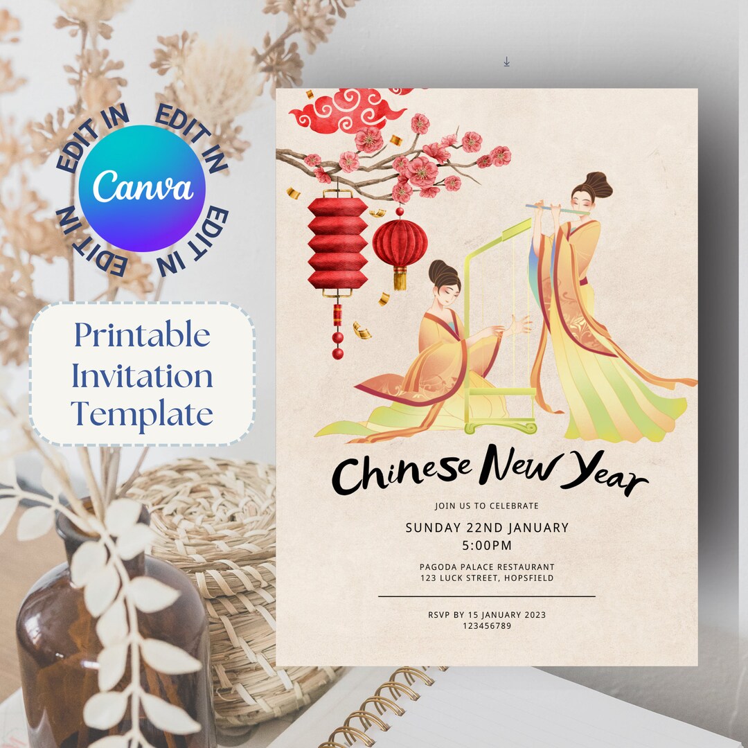 Chinese New Year Invitation, Lunar New Year Invitation, INSTANT ...
