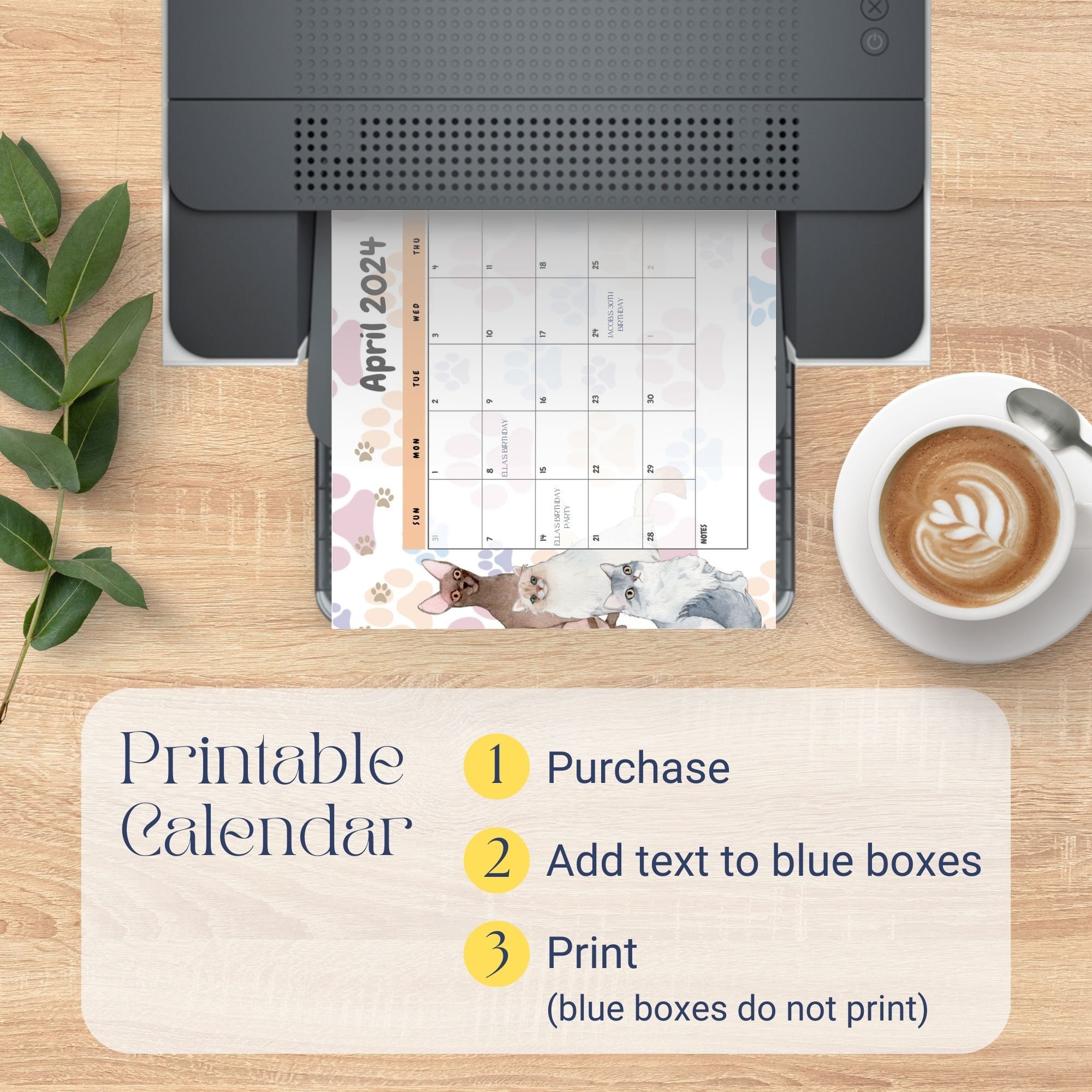 2024 Calendar Printable Editable APRIL, Digital Monthly Planner ...