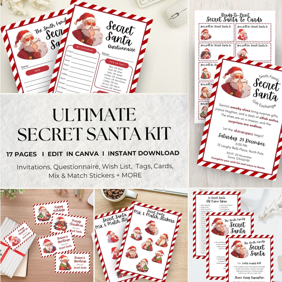 Editable Secret Santa Sheets, Secret Santa Questions Template Printable ...