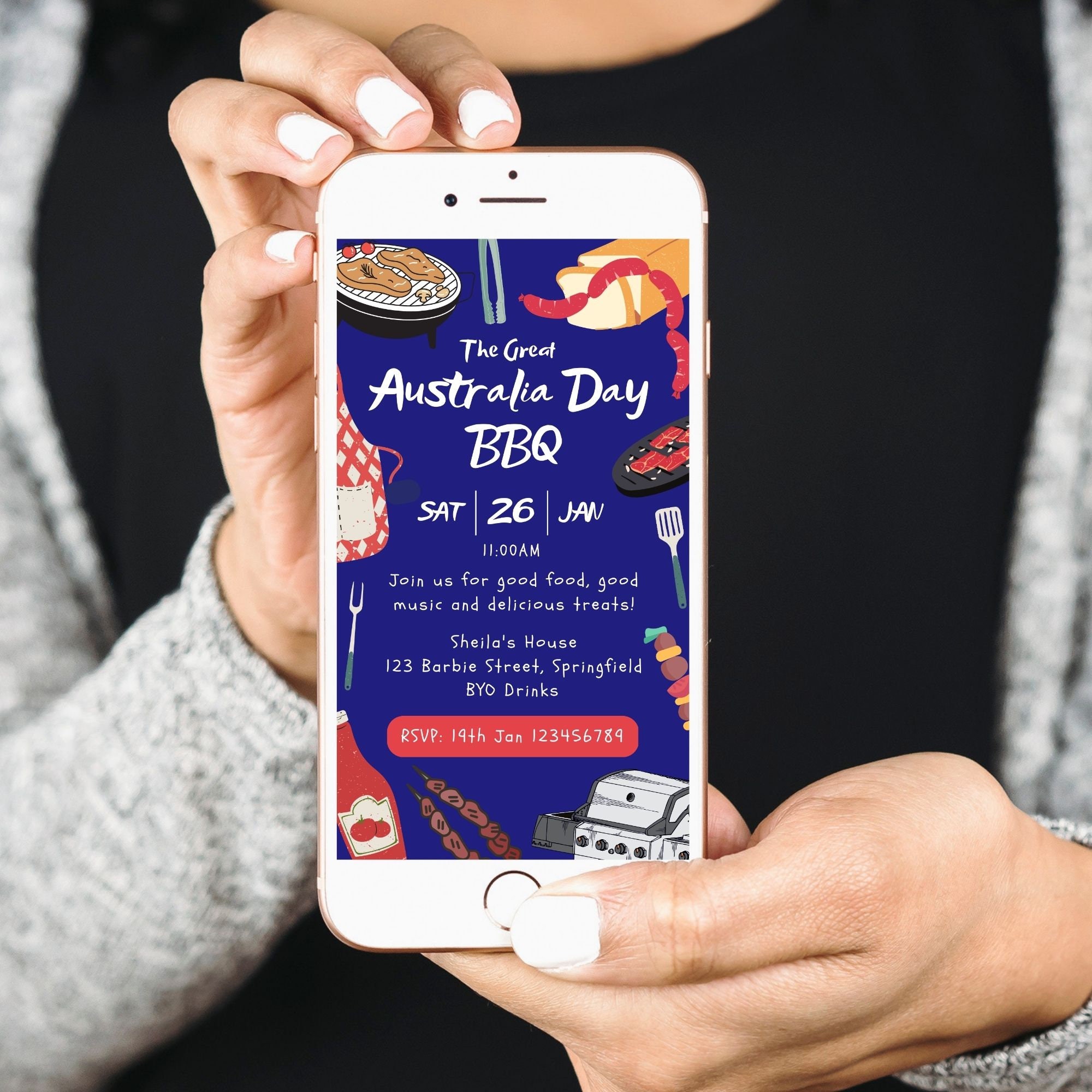 Digital Australia Day BBQ Invitation, Australia Day Evite, Great ...
