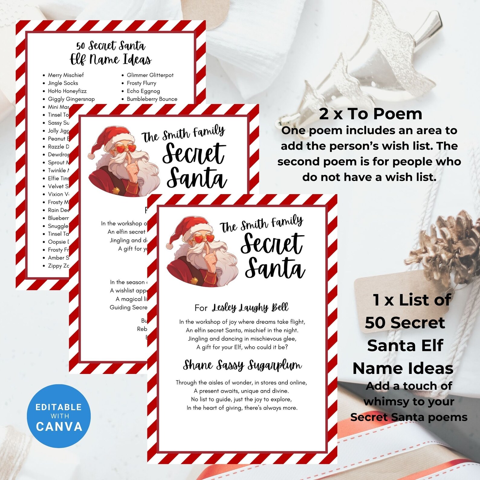 Secret Santa Questionnaire for Family, Secret Santa Questions Template ...