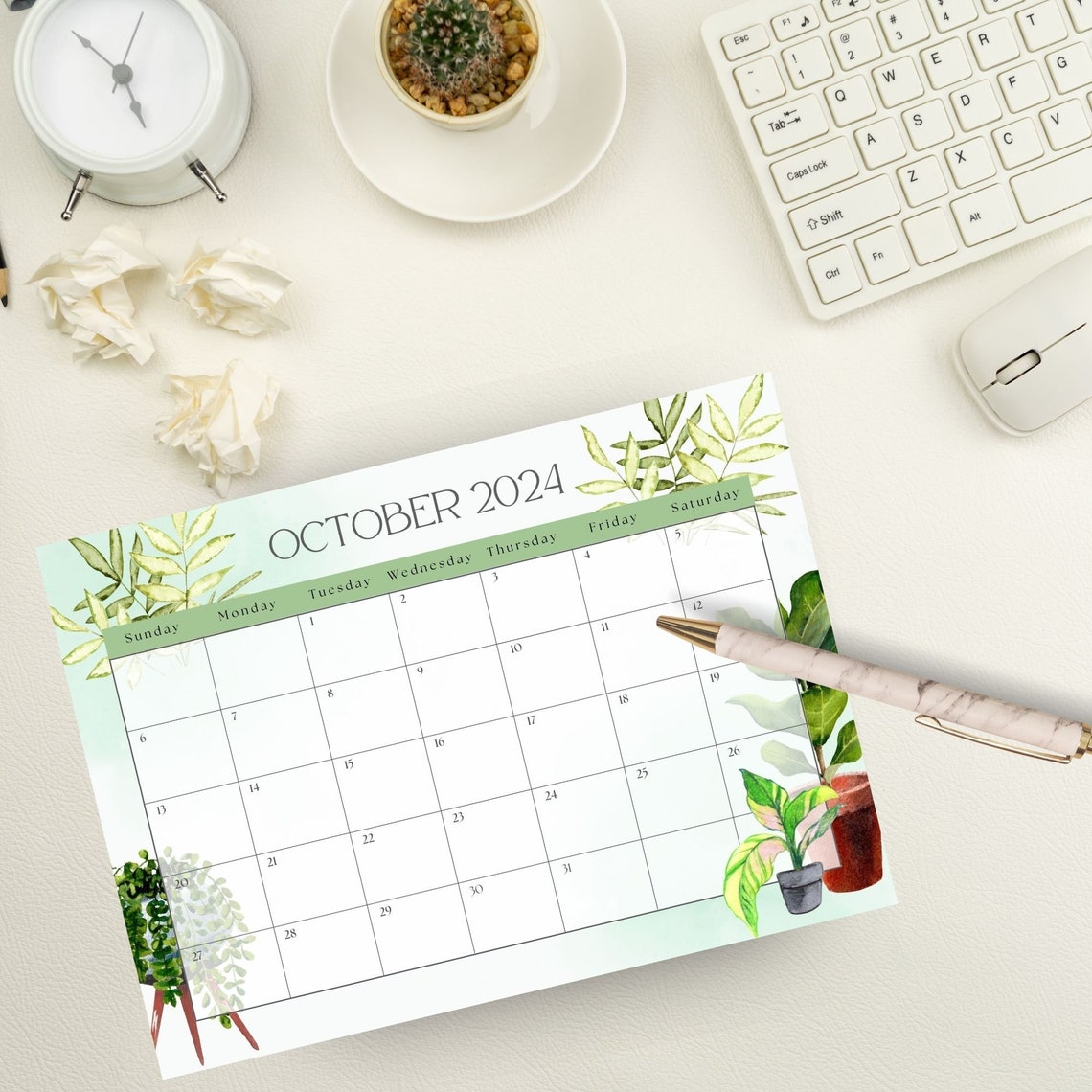 Editable October 2024 Calendar, Digital Monthly Calendar, Printable ...