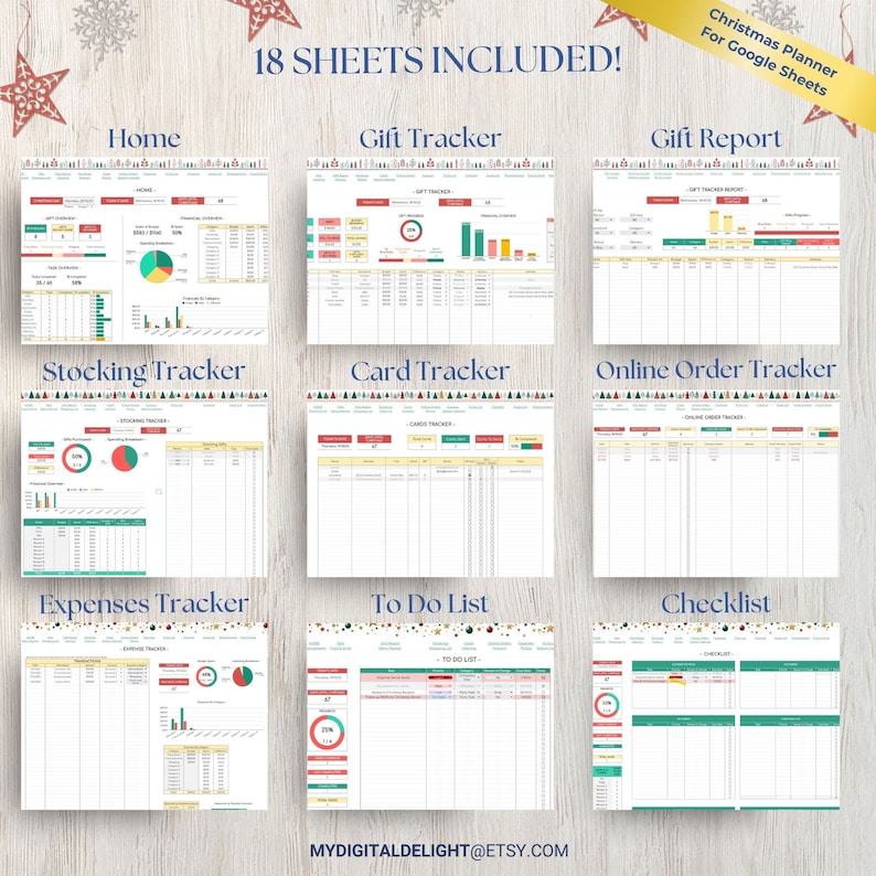 Christmas Planner Spreadsheet, Gift Tracker, Holiday Budget, Christmas ...