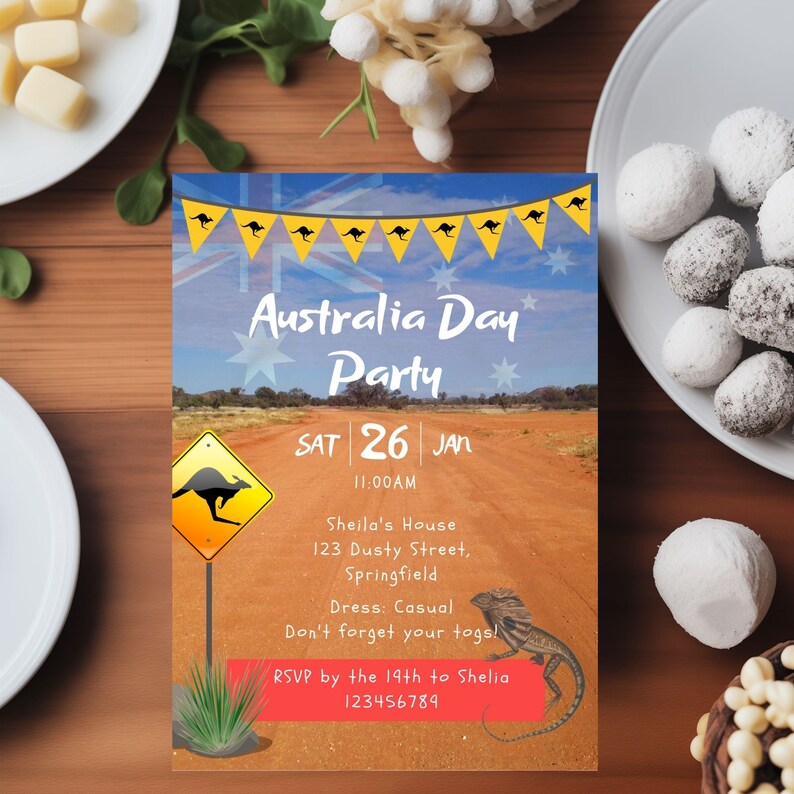 Australia Day Party Invitation, Aussie BBQ Invite, INSTANT DOWNLOAD ...