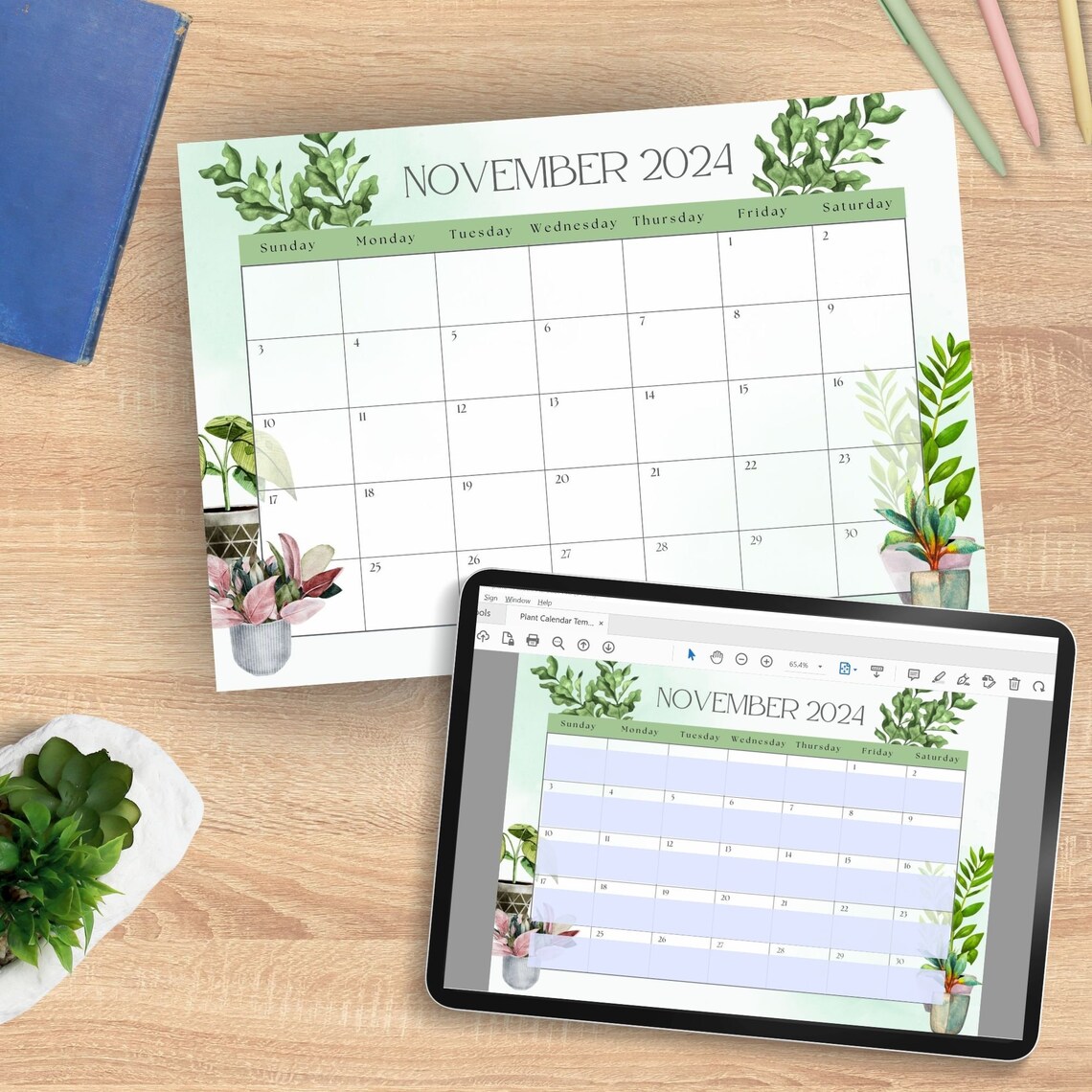 Editable November 2024 Calendar, Digital Monthly Calendar, Printable ...