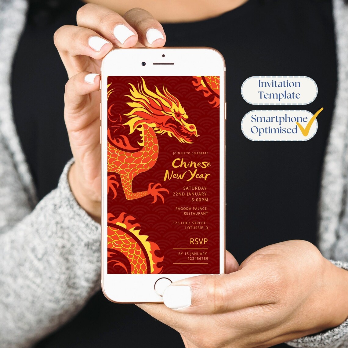 Digital Chinese New Year Invitation, Lunar New Year Invitation Evite ...