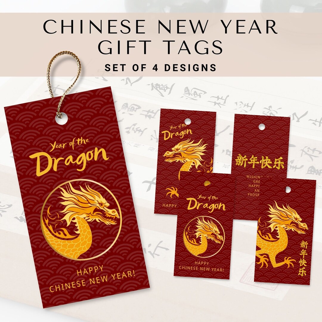 Chinese New Year Gift Tag Set of 4, Luna New Year Tag Printable ...
