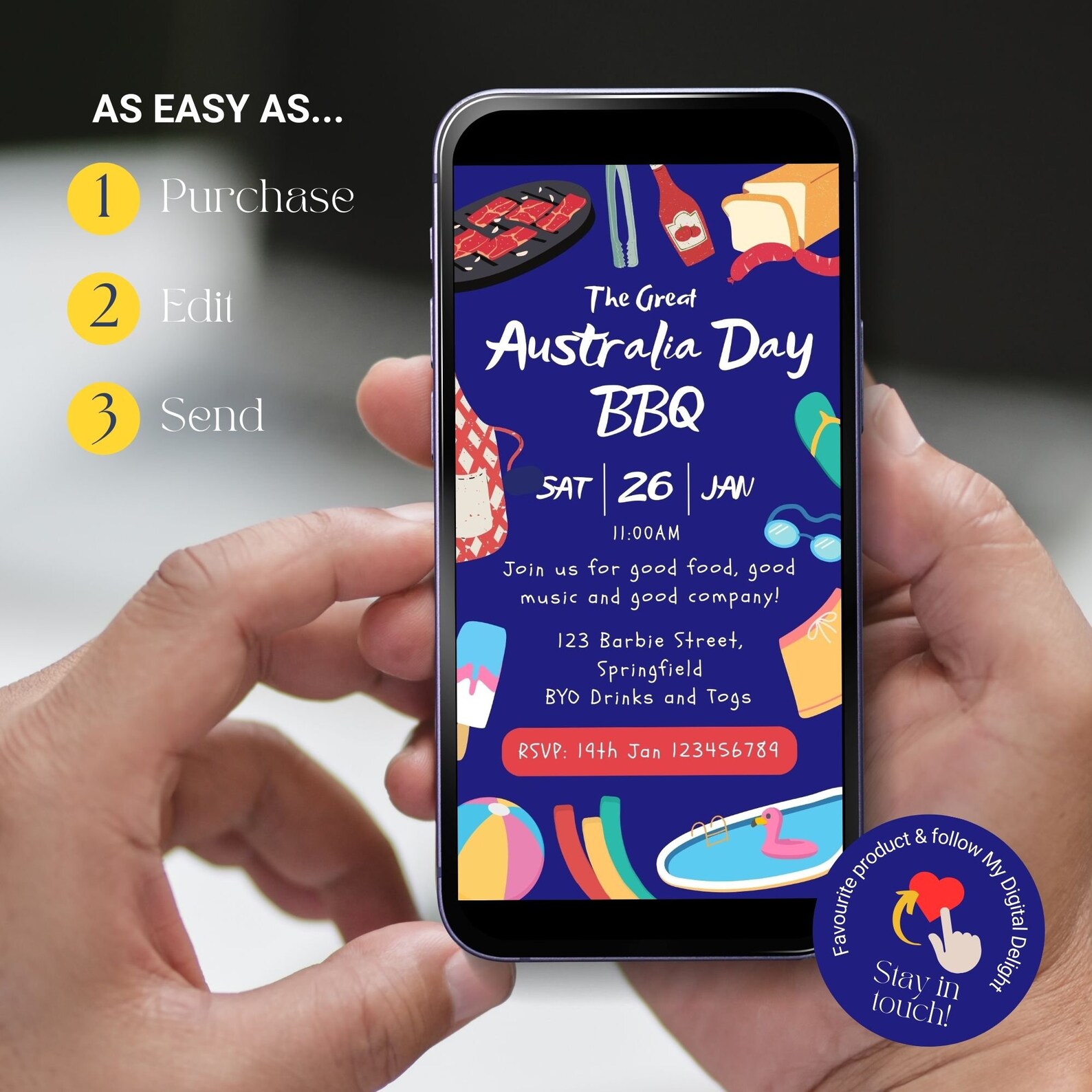 Digital Australia Day BBQ Invitation, Australia Day Evite, Great ...