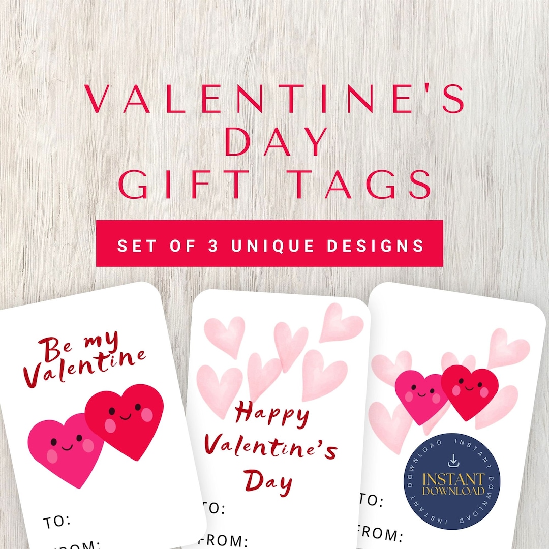 Valentines Day Gift Tag, Cute Valentines Gift Tag for Kids, Set of 3 ...