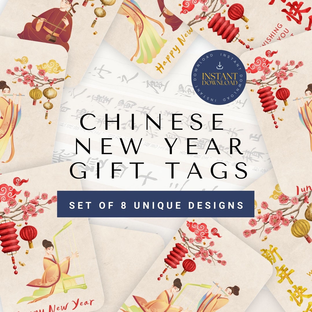 Chinese New Year Gift Tag Set of 8, Luna New Year Tag Printable ...