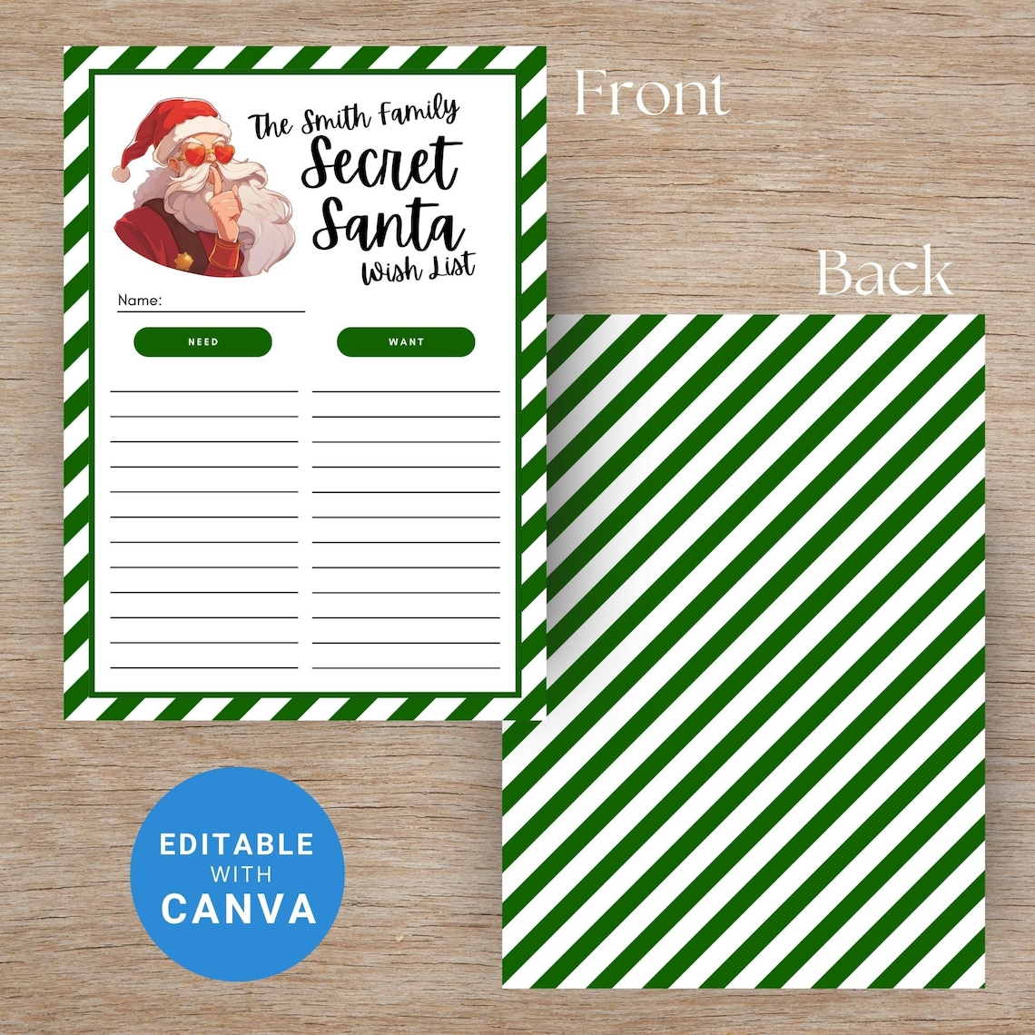 Printable Secret Santa Wish List Template, Secret Santa Poem, Secret ...