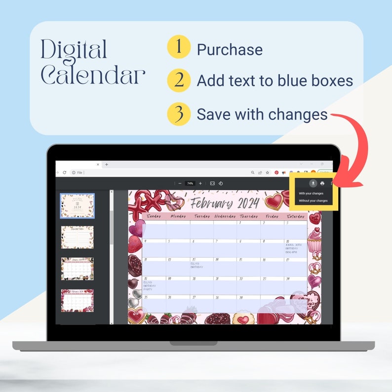 2024 Calendar Printable Editable Bundle, Digital Calendar, 12 Month ...