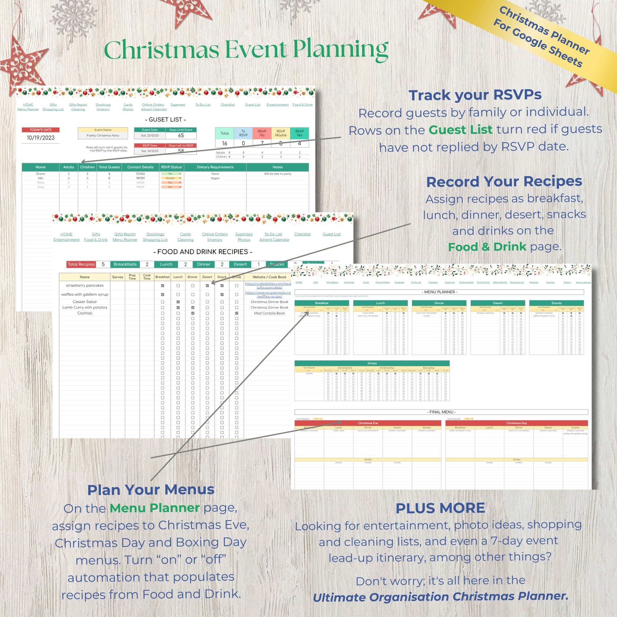 Christmas Planner Spreadsheet, Gift Tracker, Holiday Budget, Christmas ...