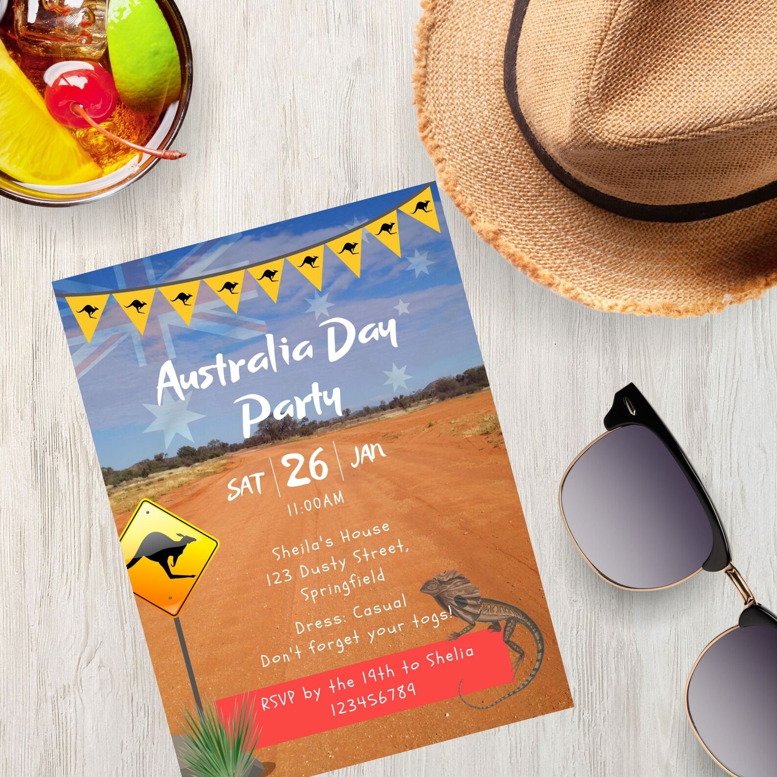 Australia Day Party Invitation, Aussie BBQ Invite, INSTANT DOWNLOAD ...