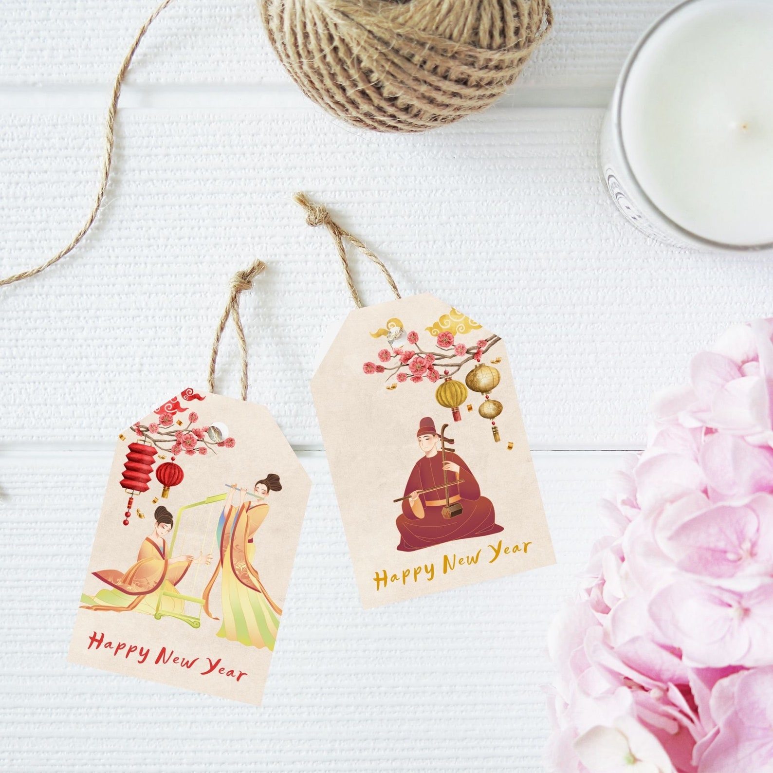 Chinese New Year Gift Tag Set of 8, Luna New Year Tag Printable ...