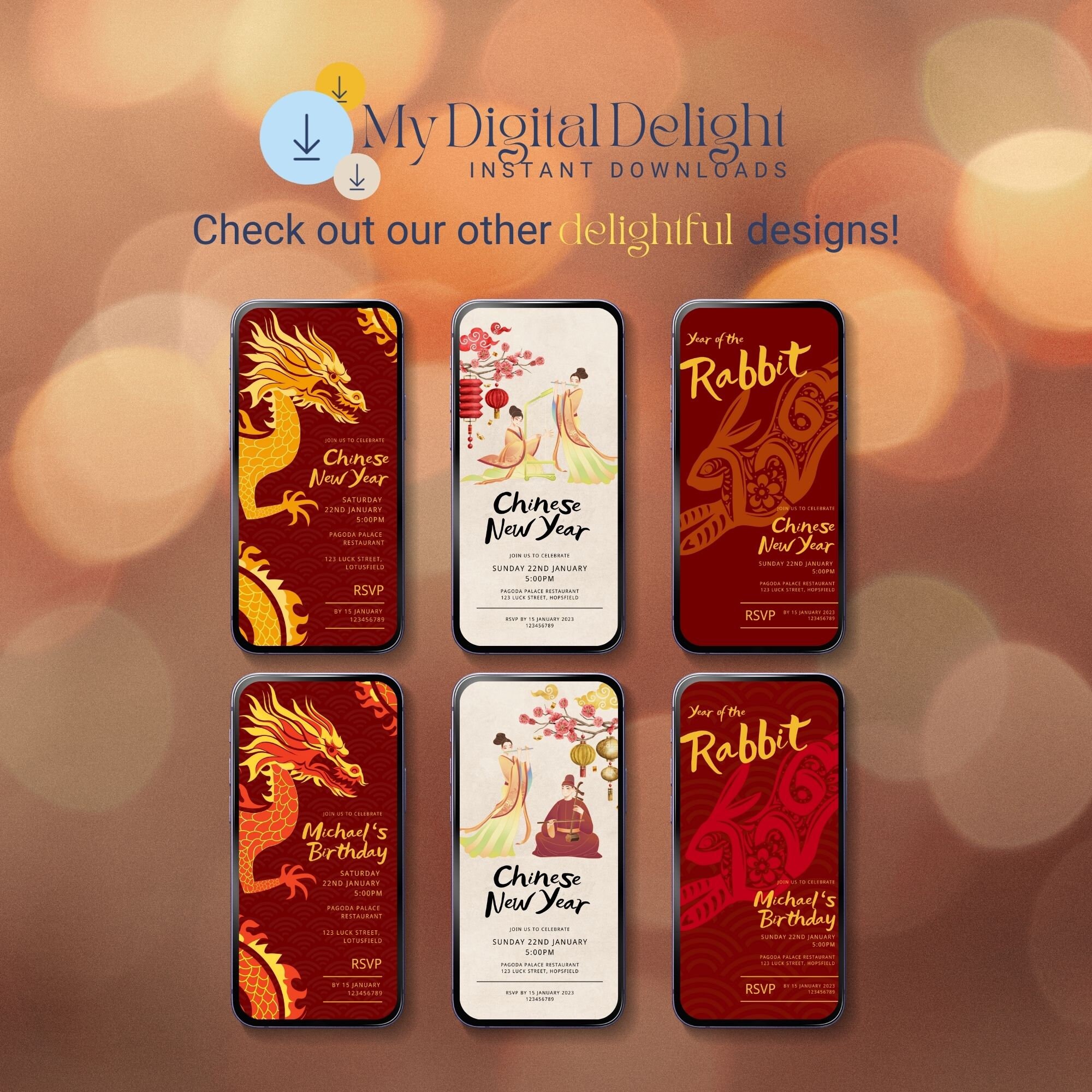 Digital Chinese New Year Invitation, Lunar New Year Invitation Evite ...