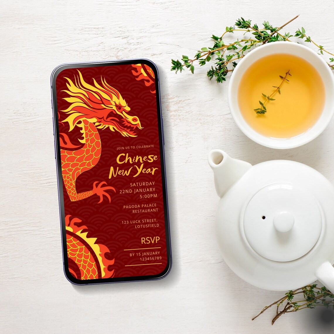 Digital Chinese New Year Invitation, Lunar New Year Invitation Evite ...