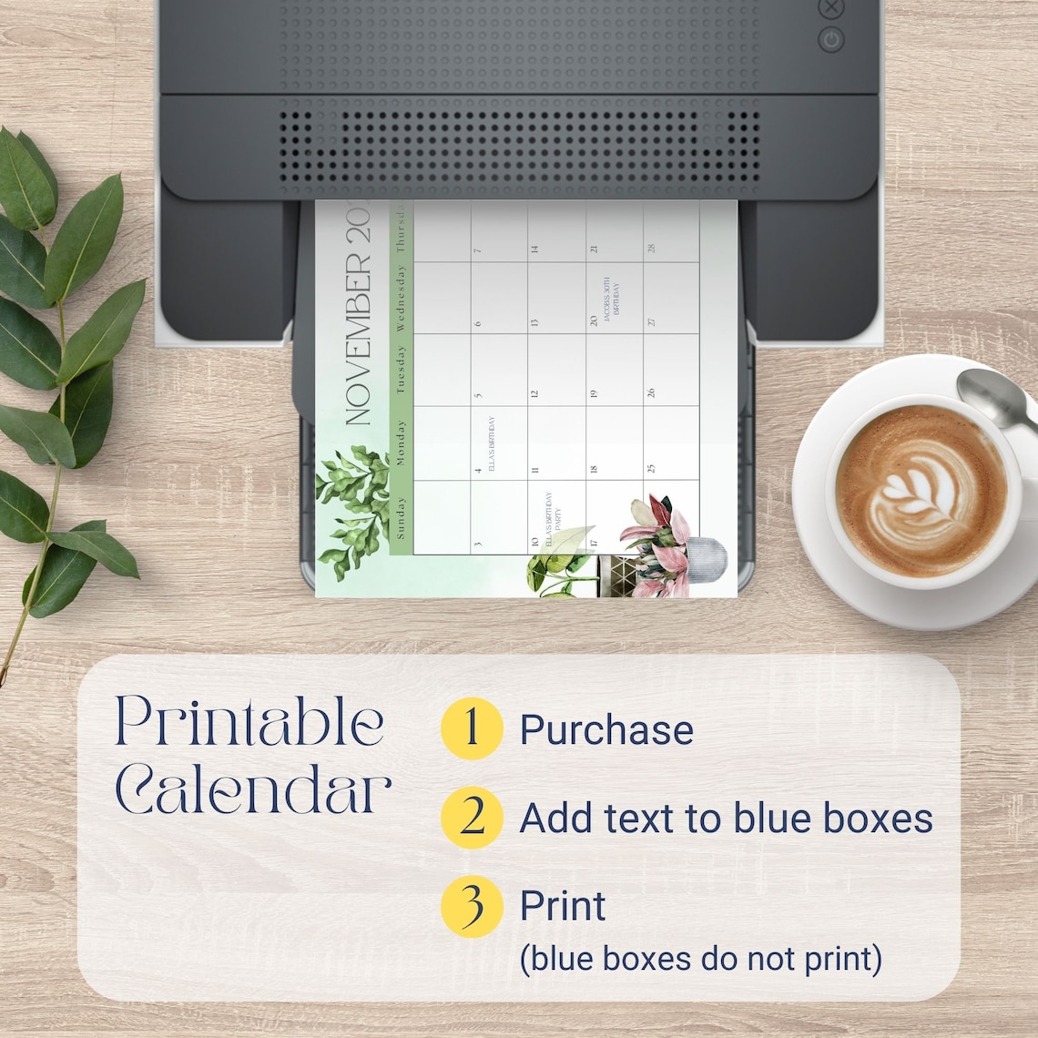 Editable November 2024 Calendar, Digital Monthly Calendar, Printable ...