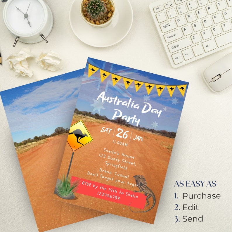 Australia Day Party Invitation, Aussie BBQ Invite, INSTANT DOWNLOAD ...