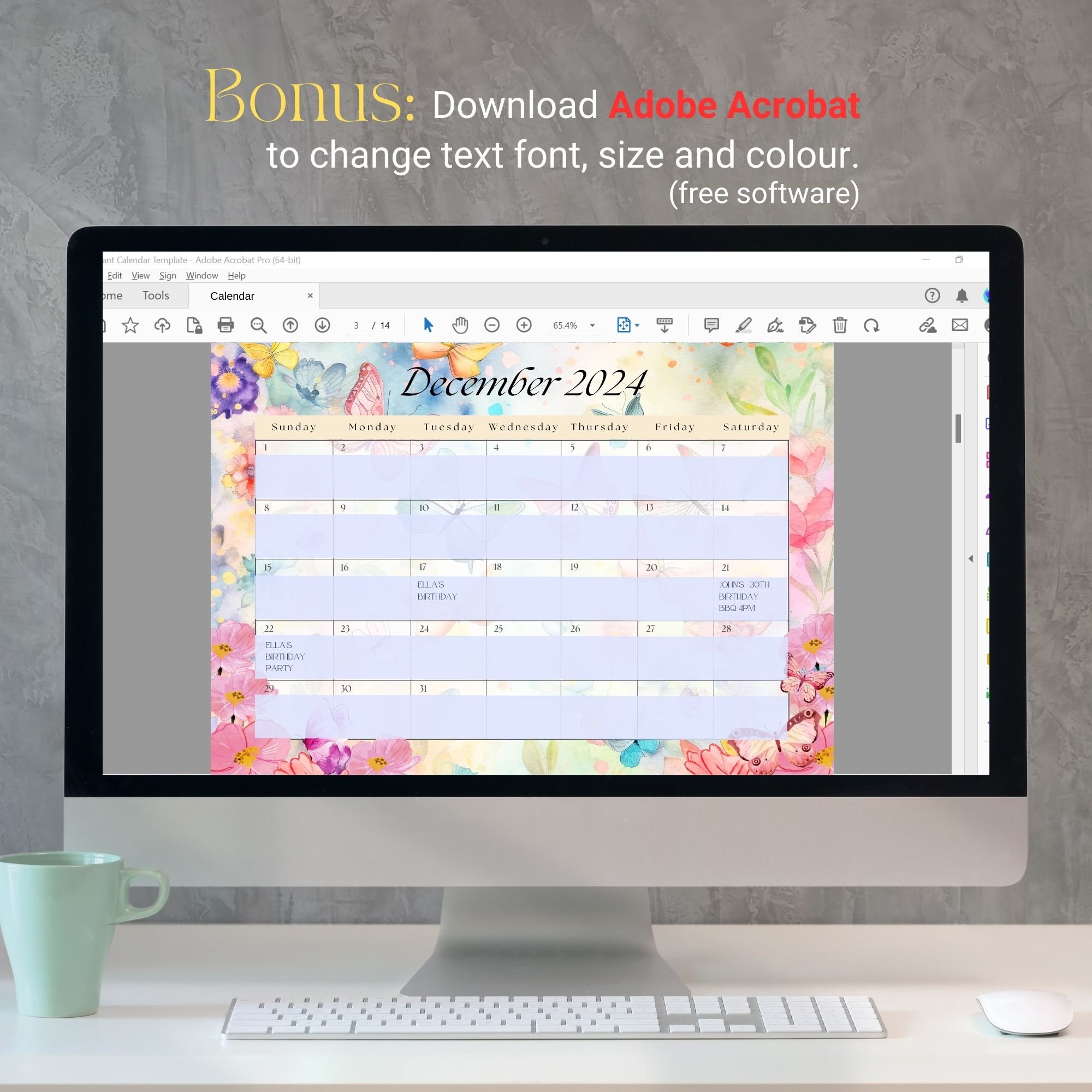 December 2024 Calendar Digital Download PDF, Fillable EDITABLE December ...