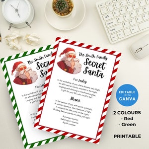 Printable Secret Santa Wish List Template, Secret Santa Poem, Secret ...