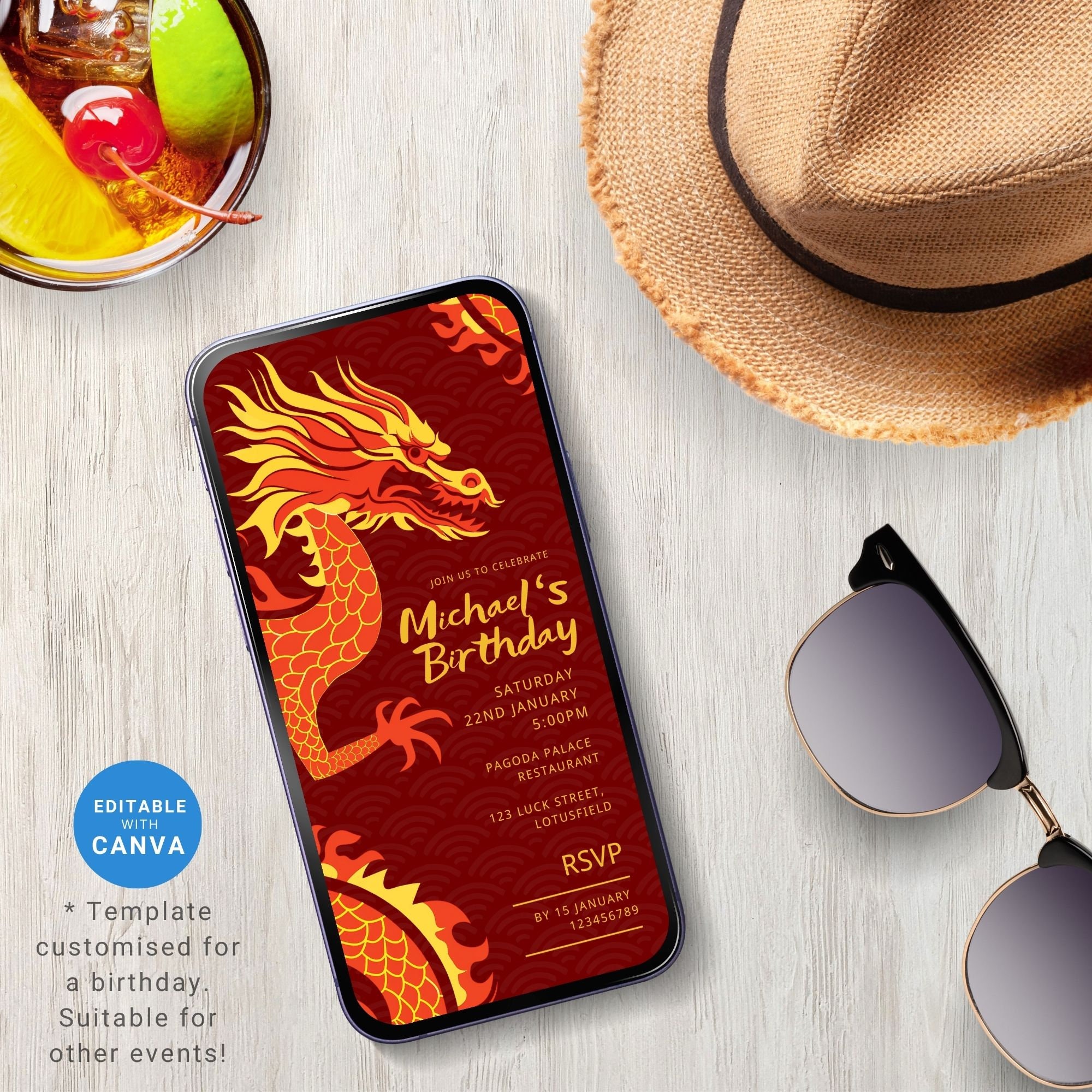 Digital Chinese New Year Invitation, Lunar New Year Invitation Evite ...