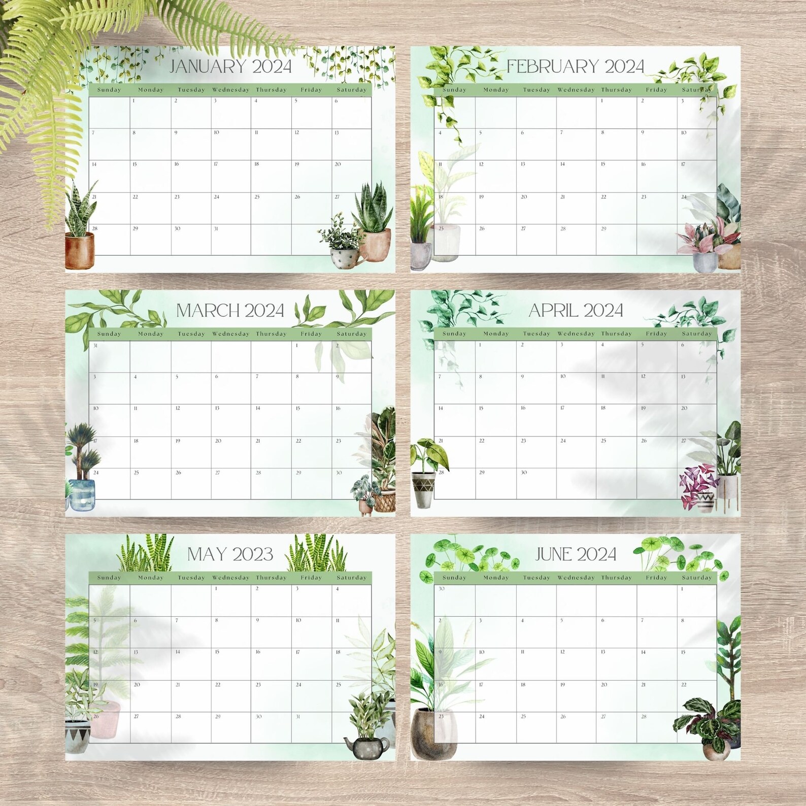 Editable 2024 Calendar Bundle, Digital Year Calendar, Printable ...