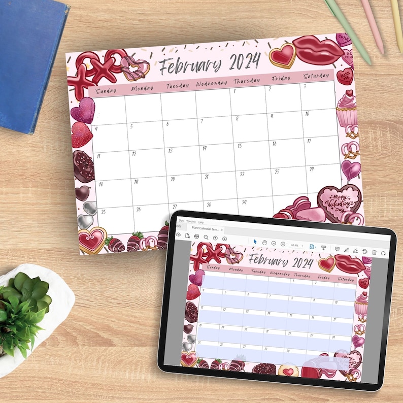 February 2024 Calendar FILLABLE PDF, EDITABLE Calendar Template ...