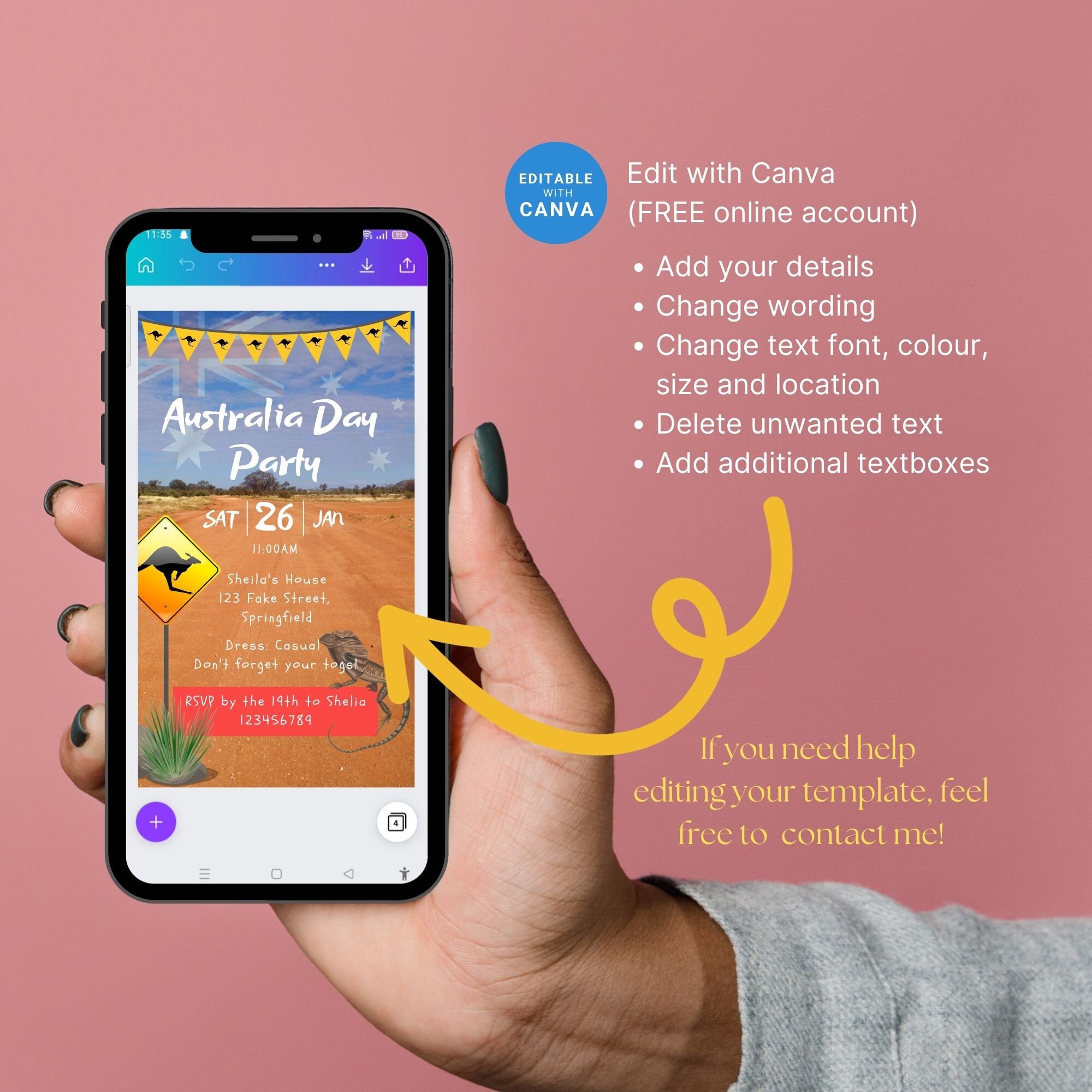 Digital Australia Day Invitation, Australia Day Evite, Custom Party ...