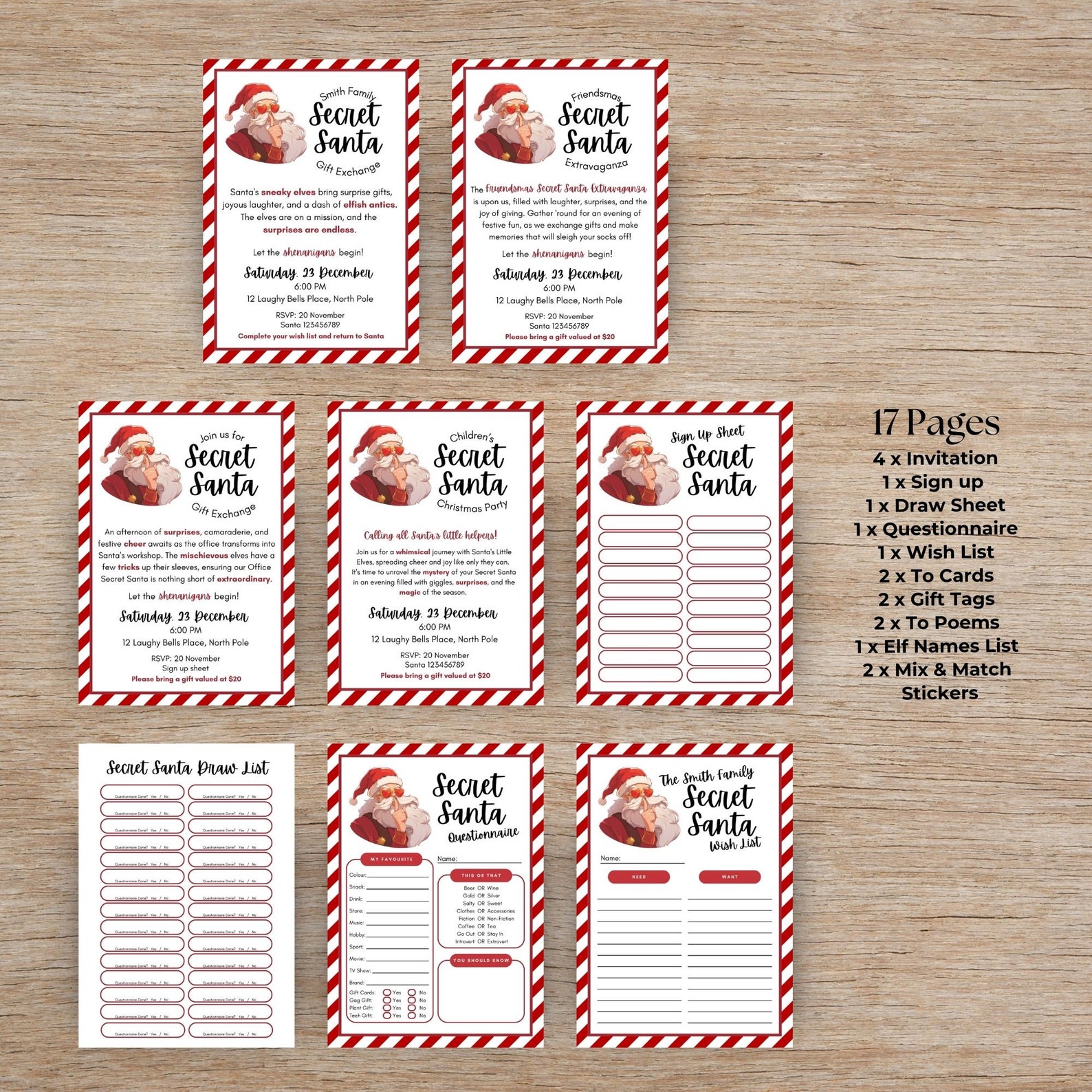 Editable Secret Santa Sheets, Secret Santa Questions Template Printable ...