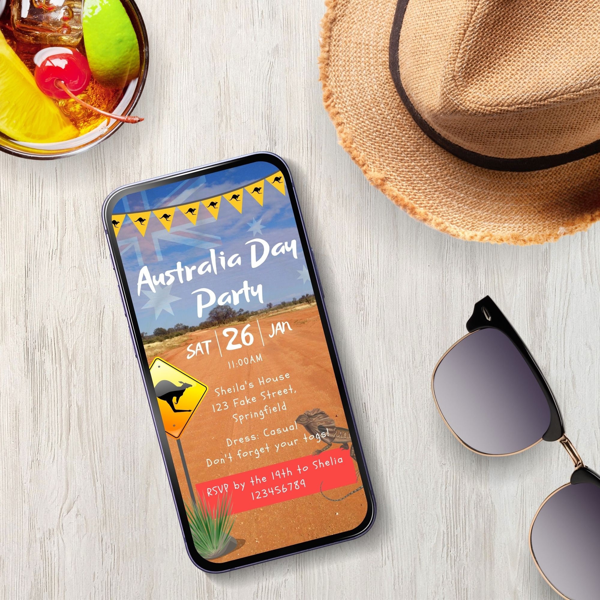 Digital Australia Day Invitation, Australia Day Evite, Custom Party ...