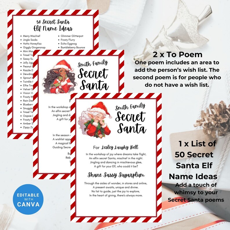 Editable Secret Santa Sheets, Secret Santa Questions Template Printable ...